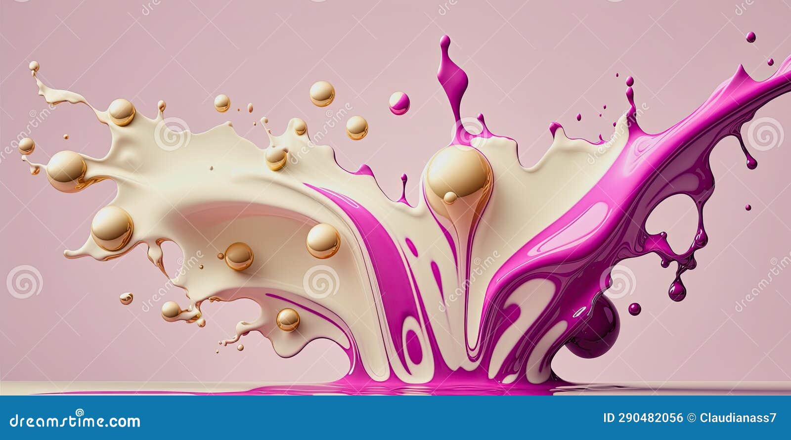 Magenta and Cream Colored Paint Splash on Pink Background Stock Photo ...