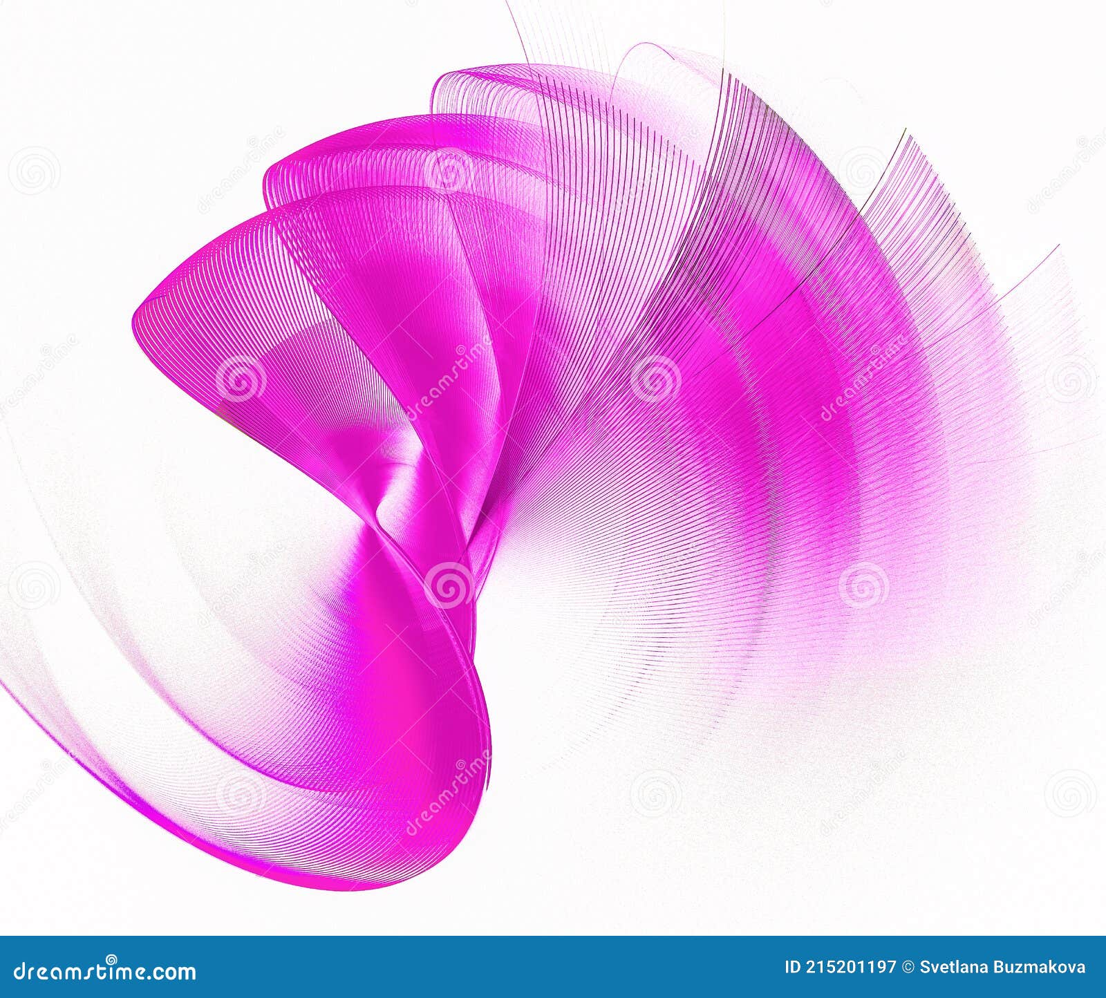 Magenta Curved Elements Follow One Another and Rotate Against a White ...