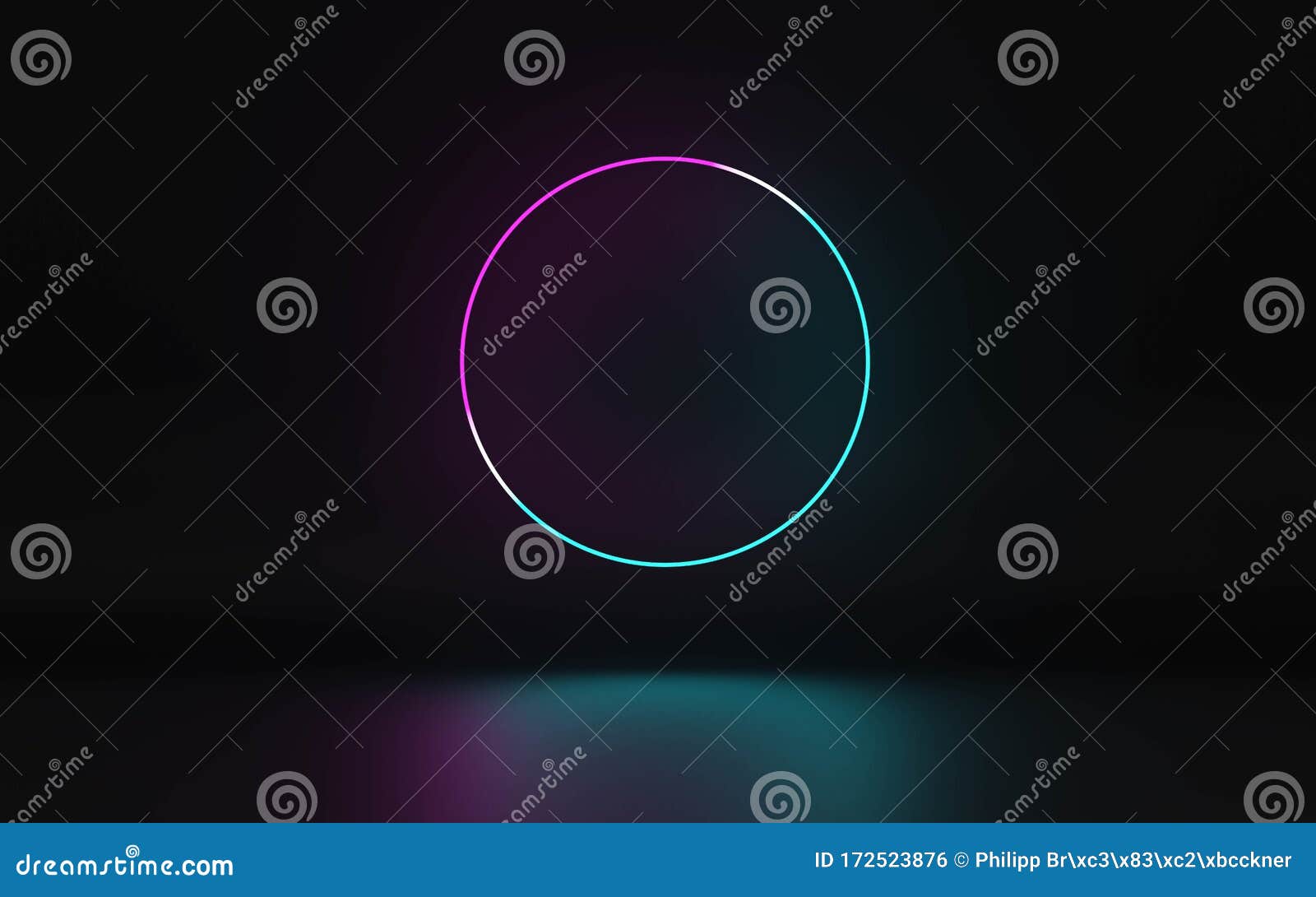 Magenta and Cyan Neon Light Ring Abstract Dark Background 3d Render ...