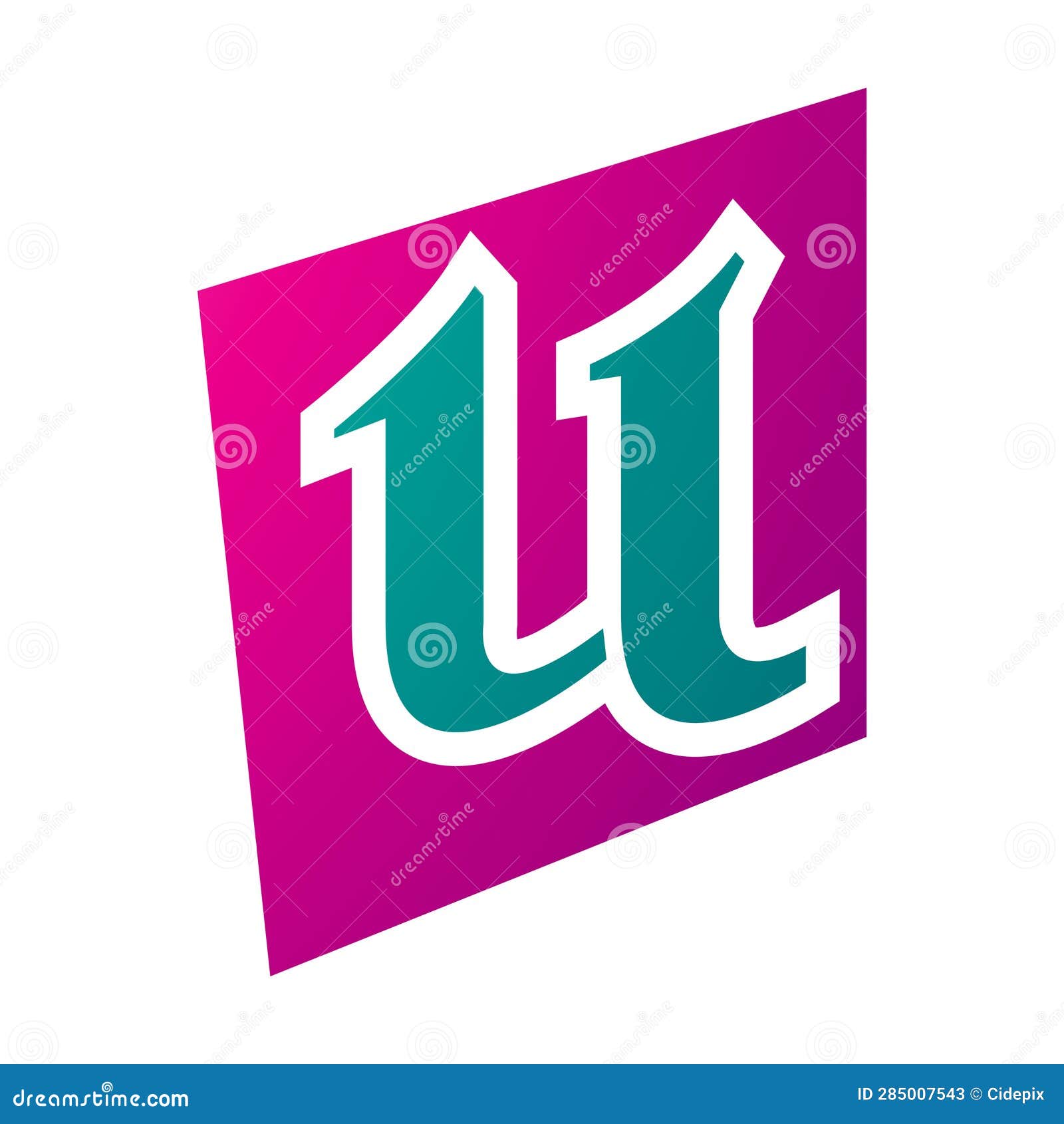 Magenta and Green Distorted Square Shaped Letter U Icon Stock Vector ...
