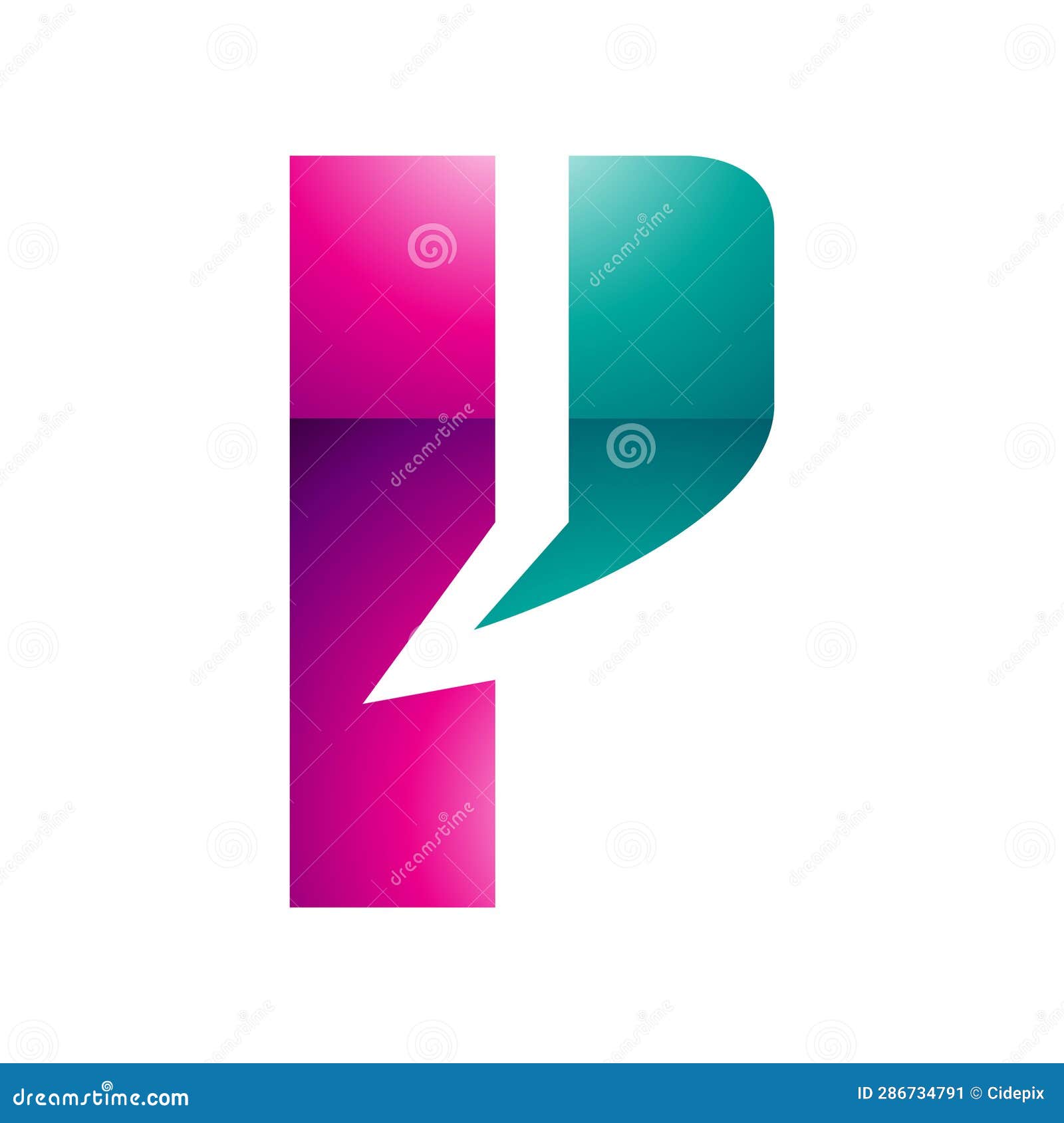 Magenta and Green Glossy Letter P Icon with a Bold Rectangle Stock ...