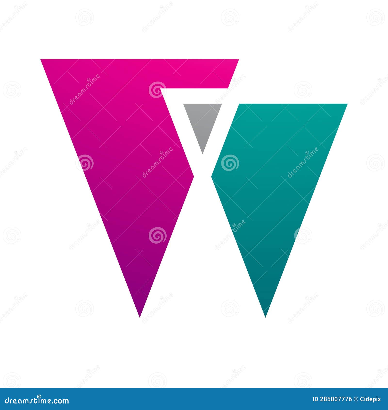Magenta and Green Letter W Icon with Triangles Stock Vector ...