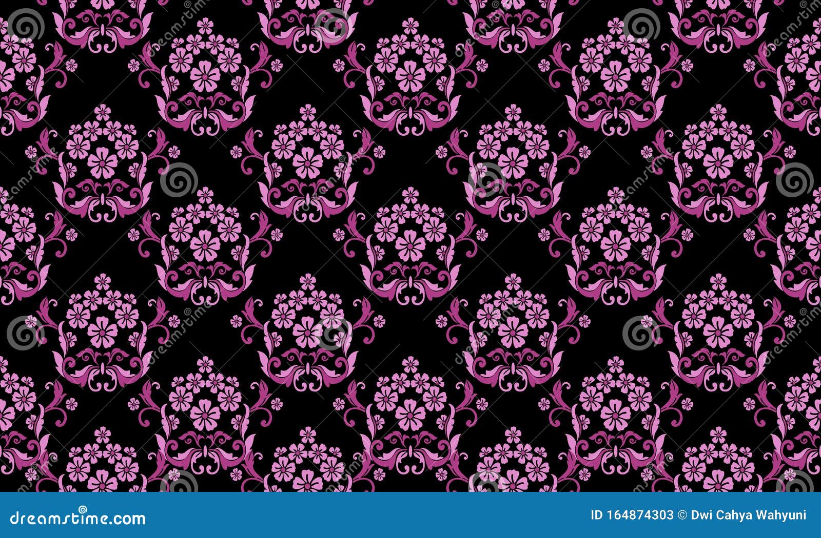 Magenta Leaf Flower on Black Background, Floral Pattern Wallpaper Stock ...