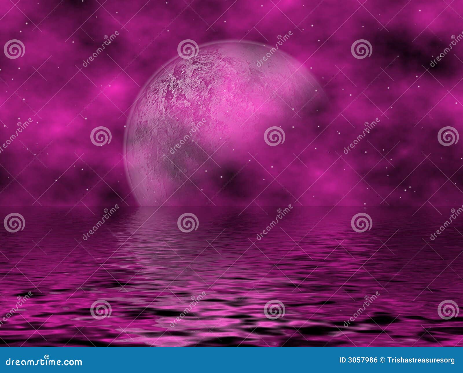 Magenta Moon & Water stock illustration. Illustration of astrology ...