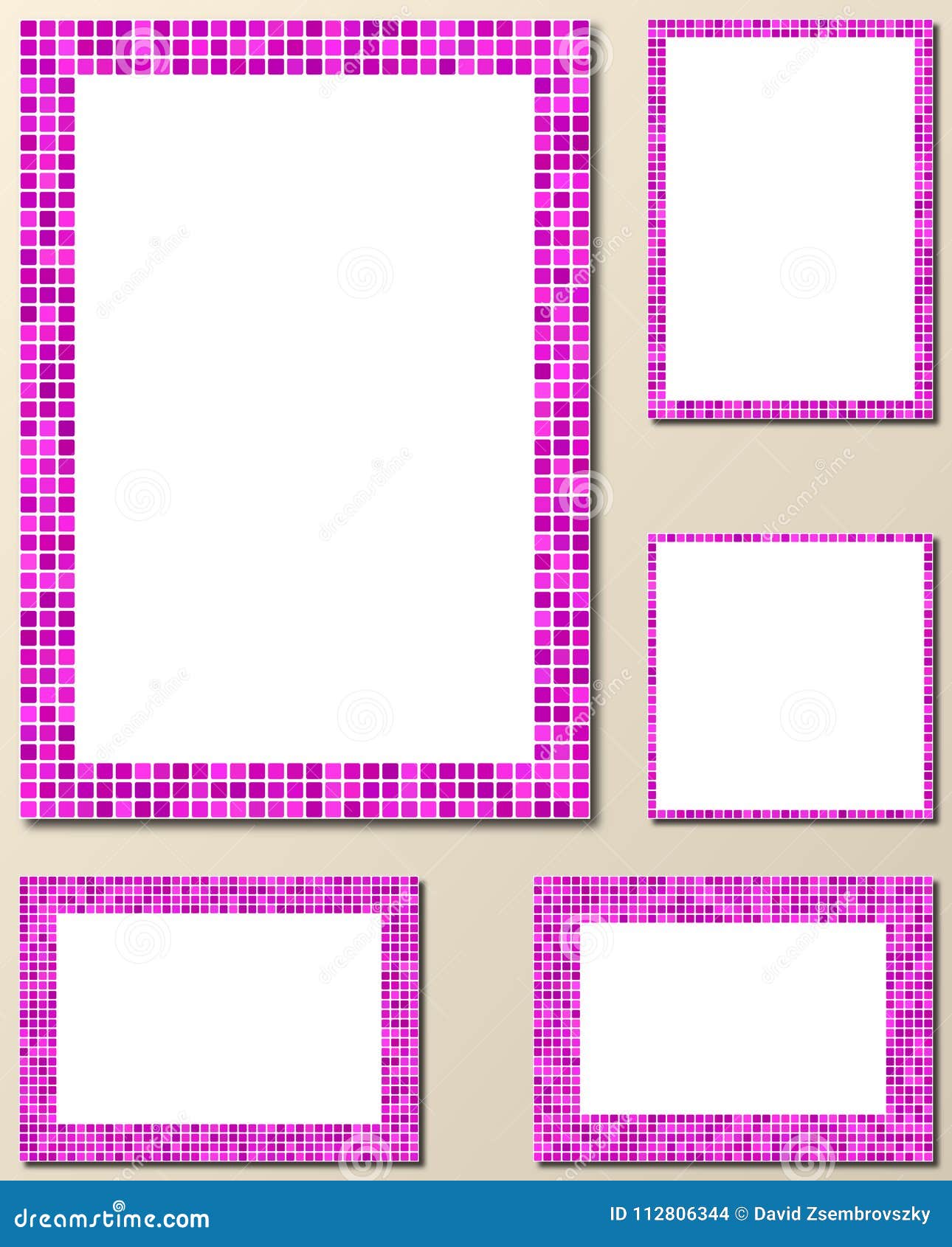 Magenta Mosaic Page Border Frame Set Stock Vector - Illustration of ...