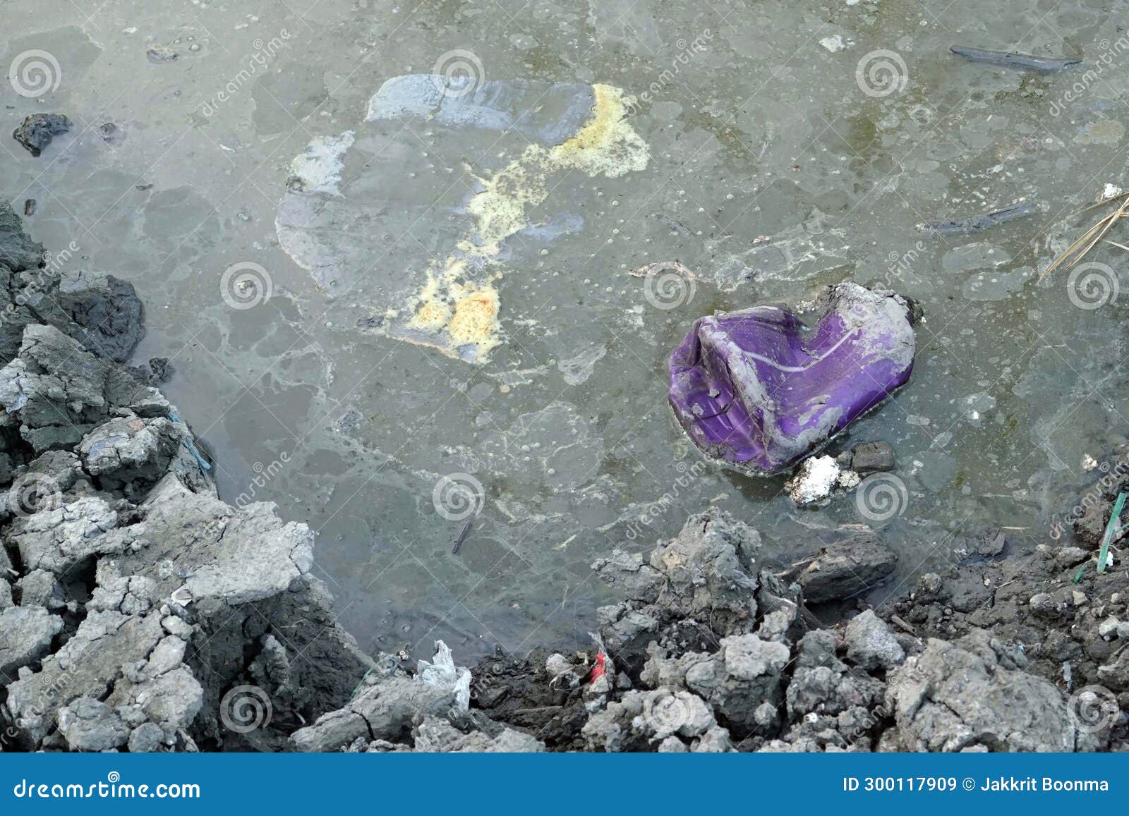 A Magenta Plastic on the Water, Garbage in the Canal, Pollution and ...
