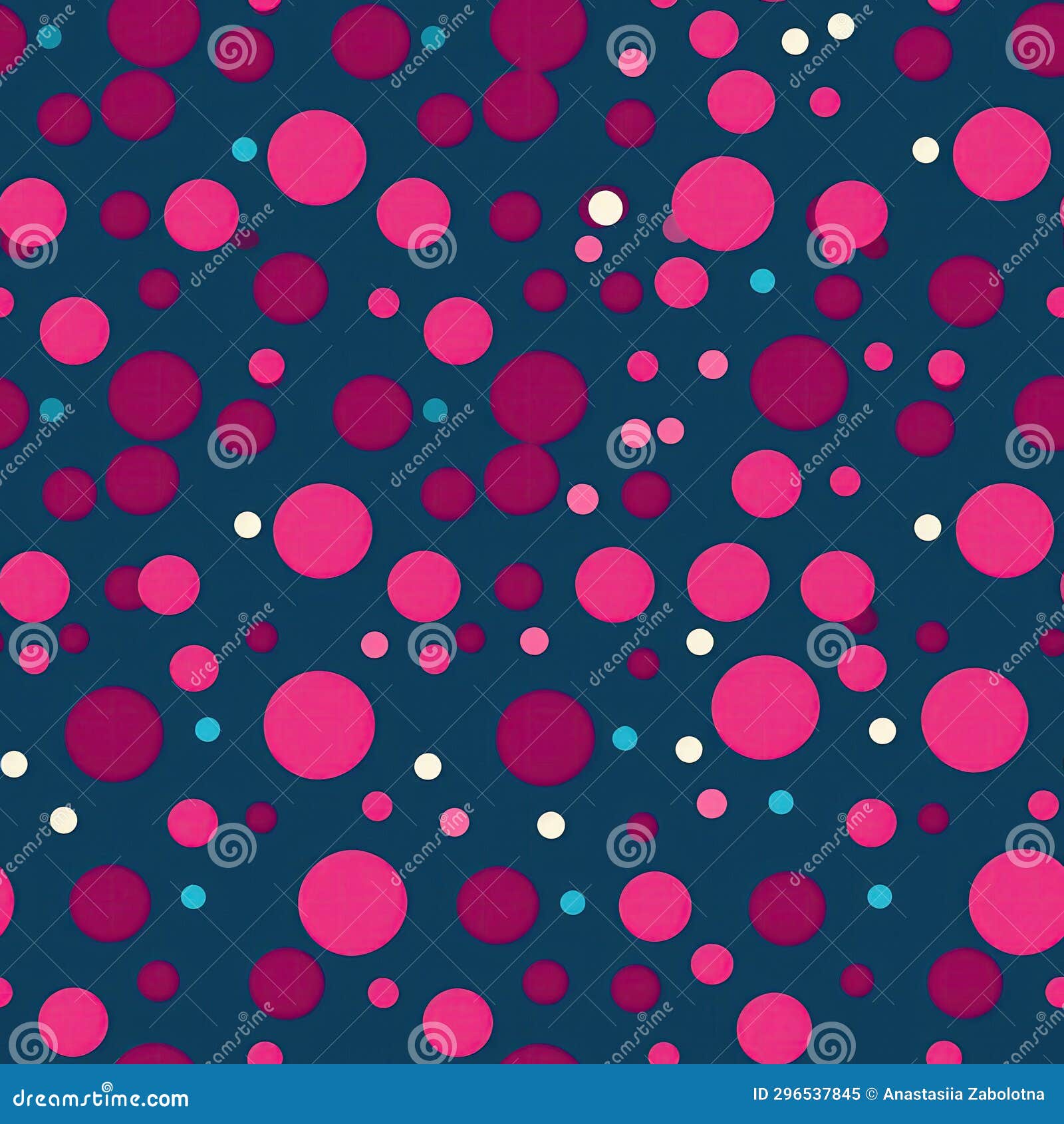 Magenta Polka Dots on Blue Background. Seamless Background. Generative ...