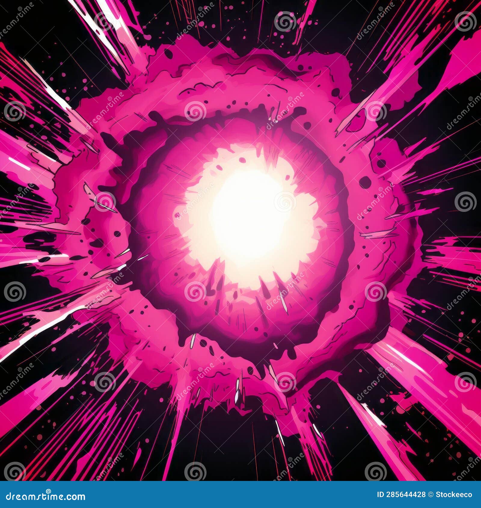 Magenta Retro Comic Book Style Supernova Explosion Stock Illustration ...