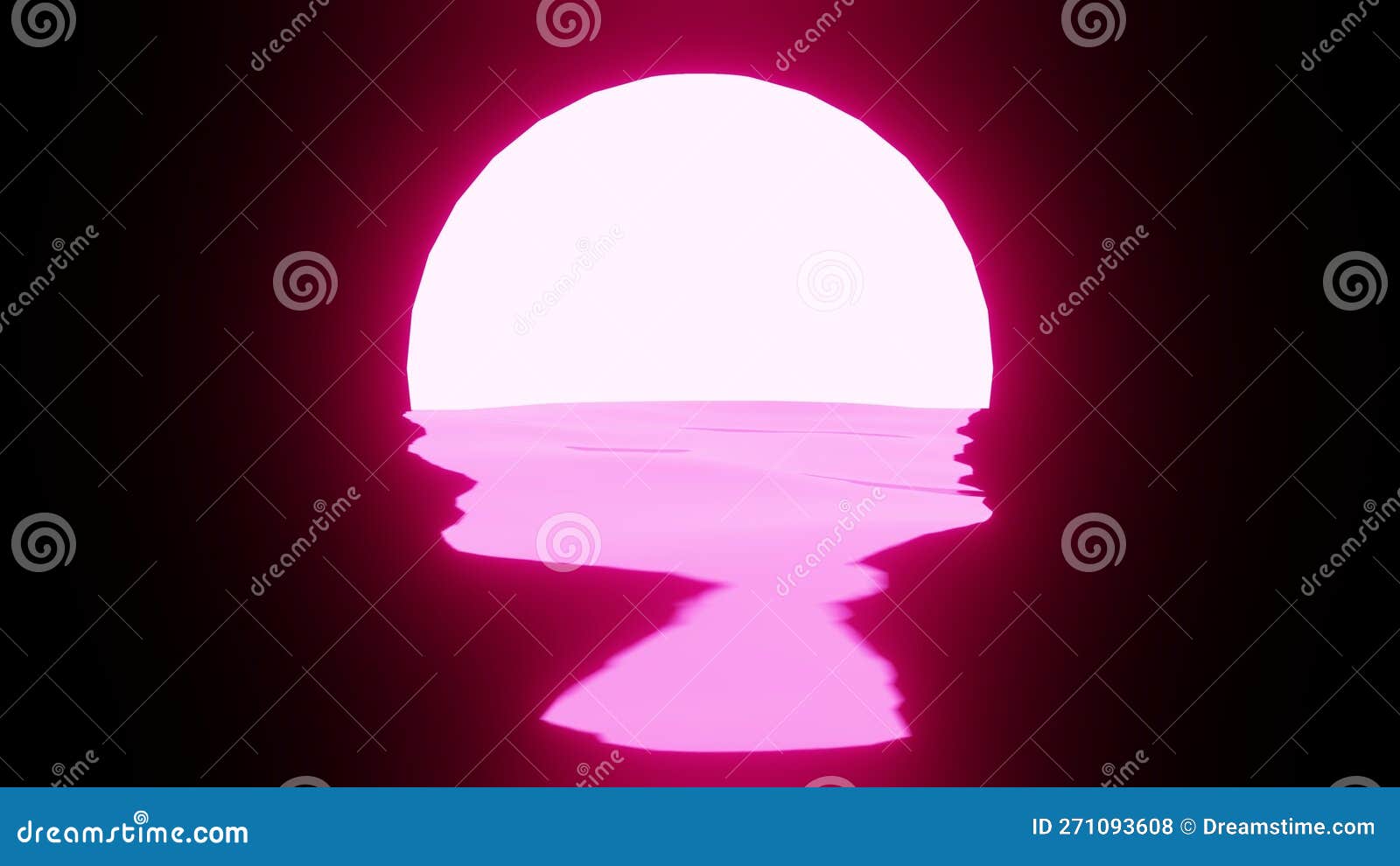 Magenta Sunset or Moon Reflection in Water or the Ocean on Black ...