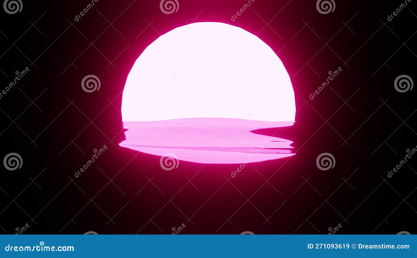 Magenta Sunset or Moon Reflection in Water or the Ocean on Black ...