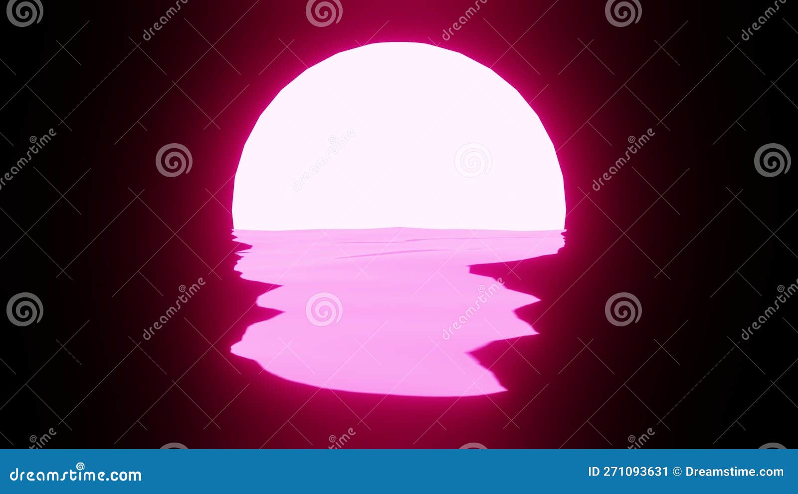 Magenta Sunset or Moon Reflection in Water or the Ocean on Black ...