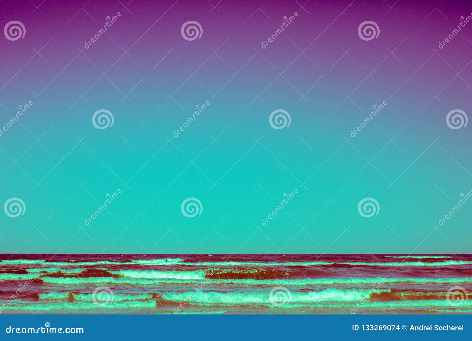Magenta Waves Hitting Beach on Summertime Stock Photo - Image of beach ...