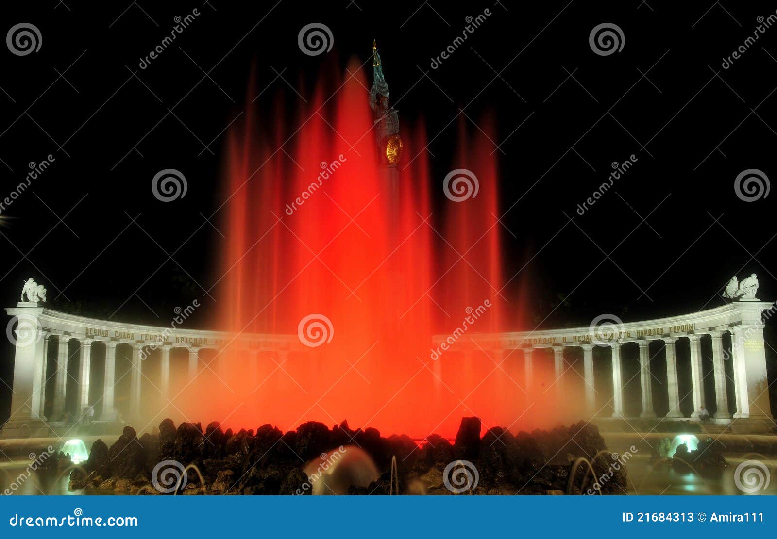Magestic red fountain stock image. Image of flow, columns - 21684313