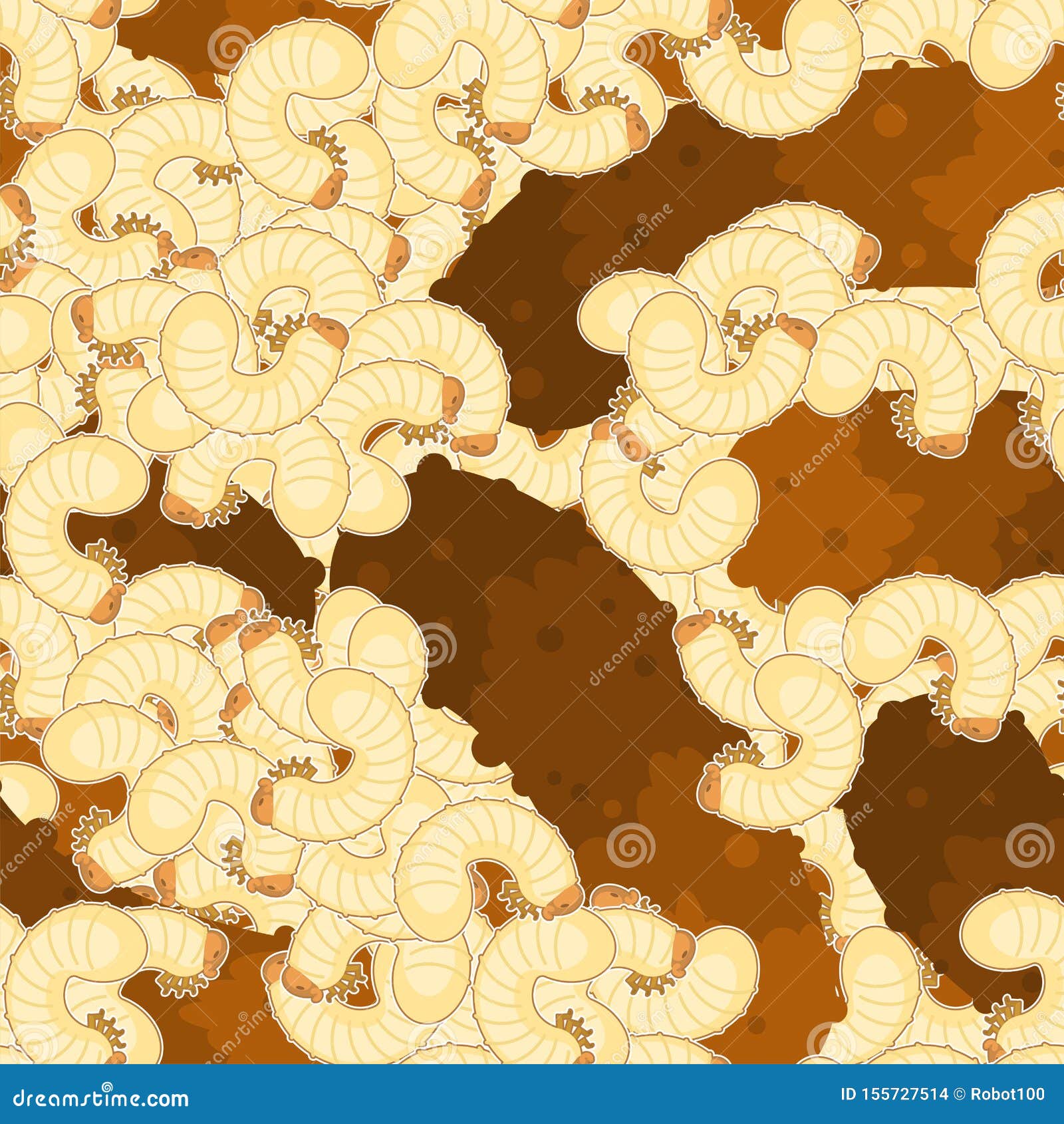 Maggot Pattern Seamless. Beetle Larva Background. Insect Vector Texture ...