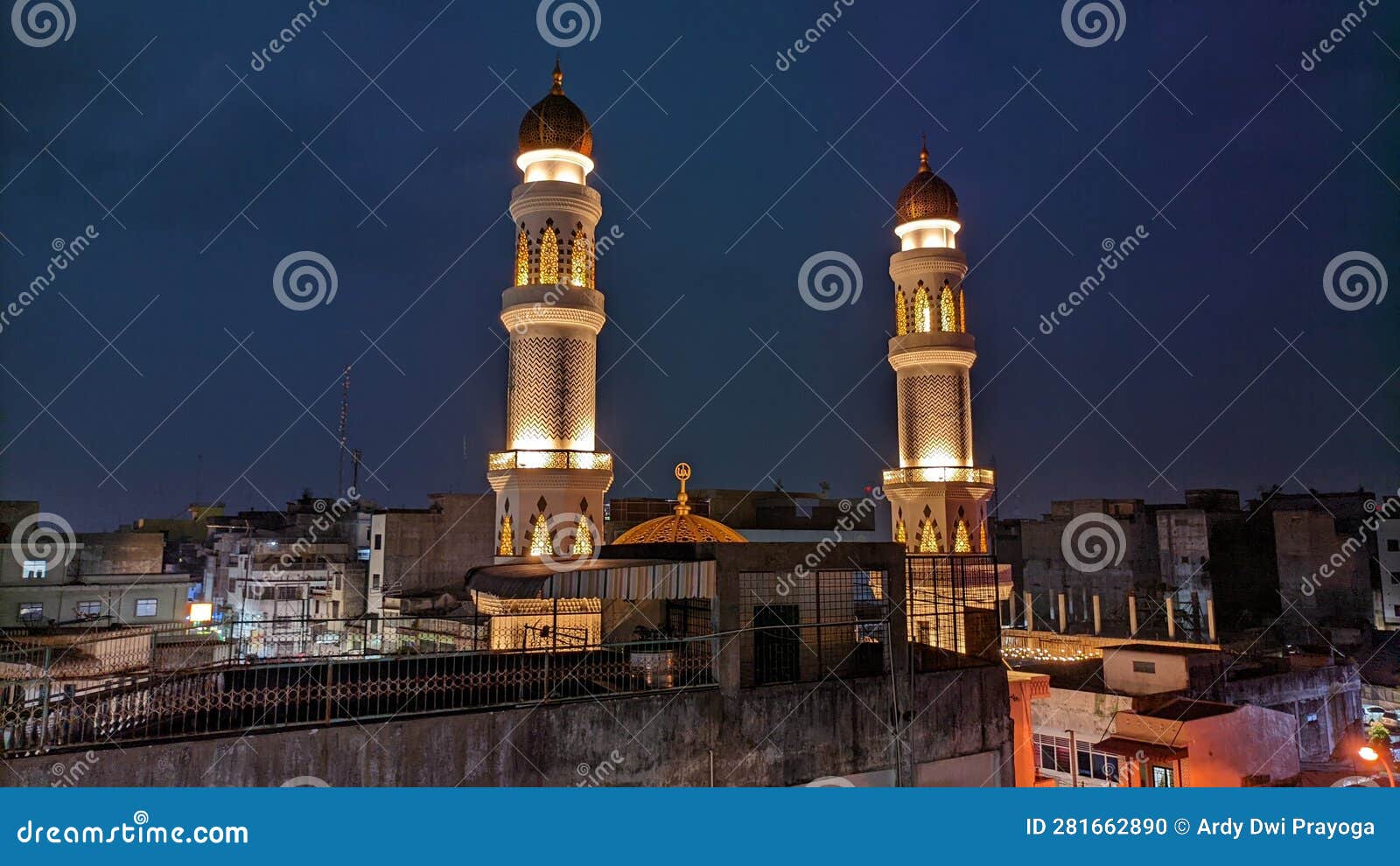 Maghrib Atmosphere in a Small Town with a Beautiful Minaret Stock Photo ...