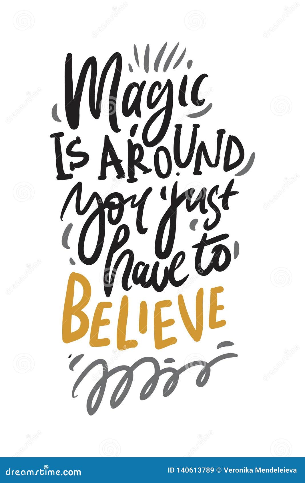 Magic Quotes Set for Your Design. Hand Lettering Illustrations Stock ...