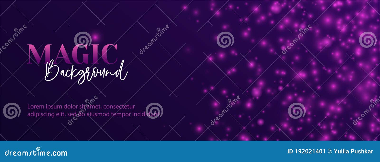 Magic Absract Vector Long Banner. Shiny Glitter Confetti on Dark ...
