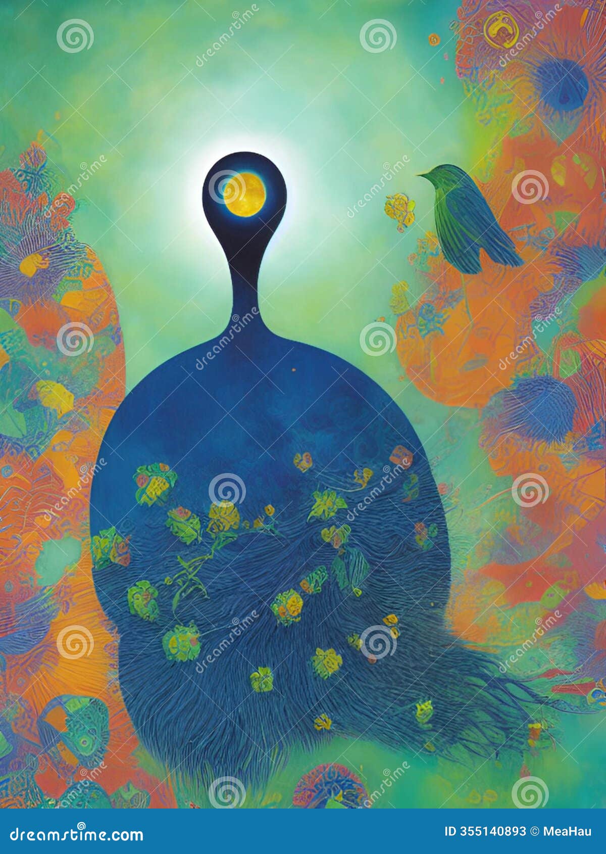 Magic Abstract Background with a Bird. Illustration Stock Illustration ...