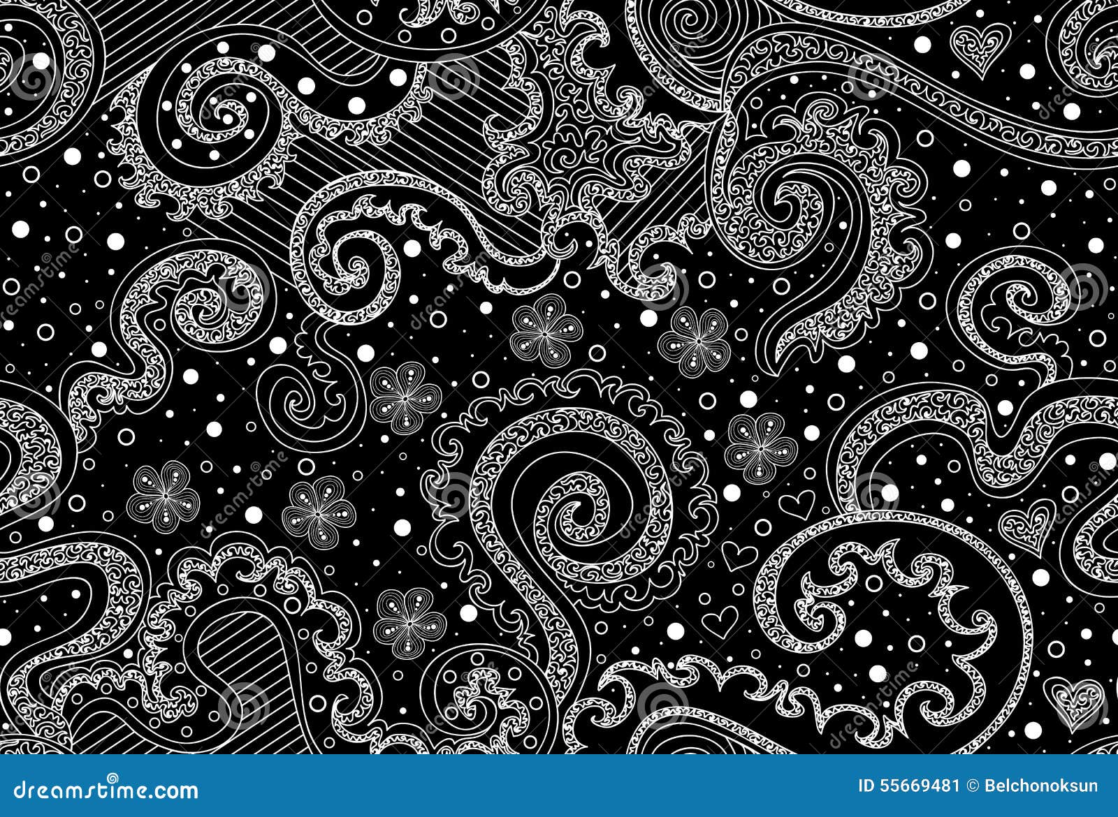 Magic Abstract Vector Seamless Pattern with Doodles, Curling Lines ...