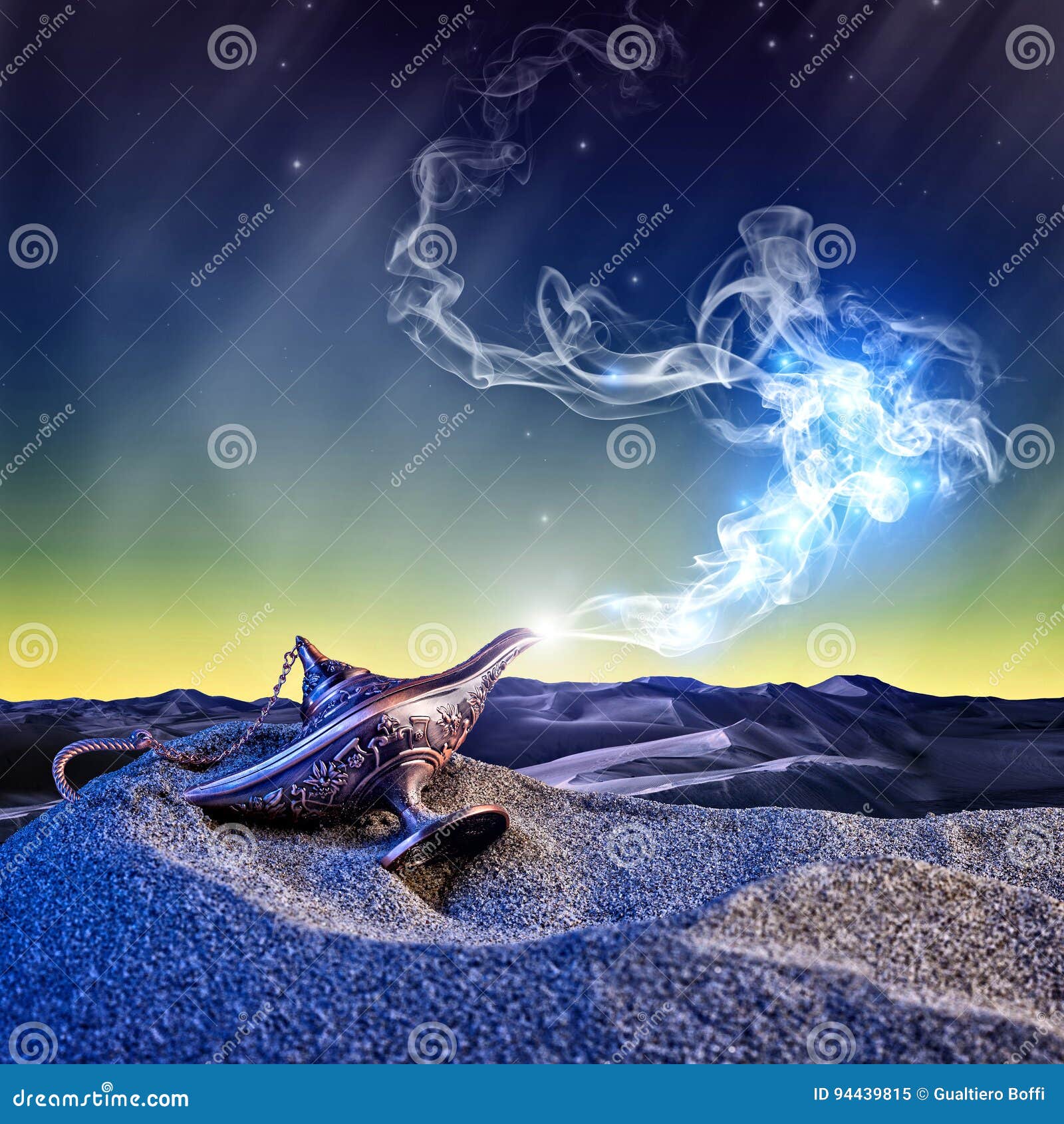 Magic aladdin lamp stock image. Image of genie, gold - 94439815