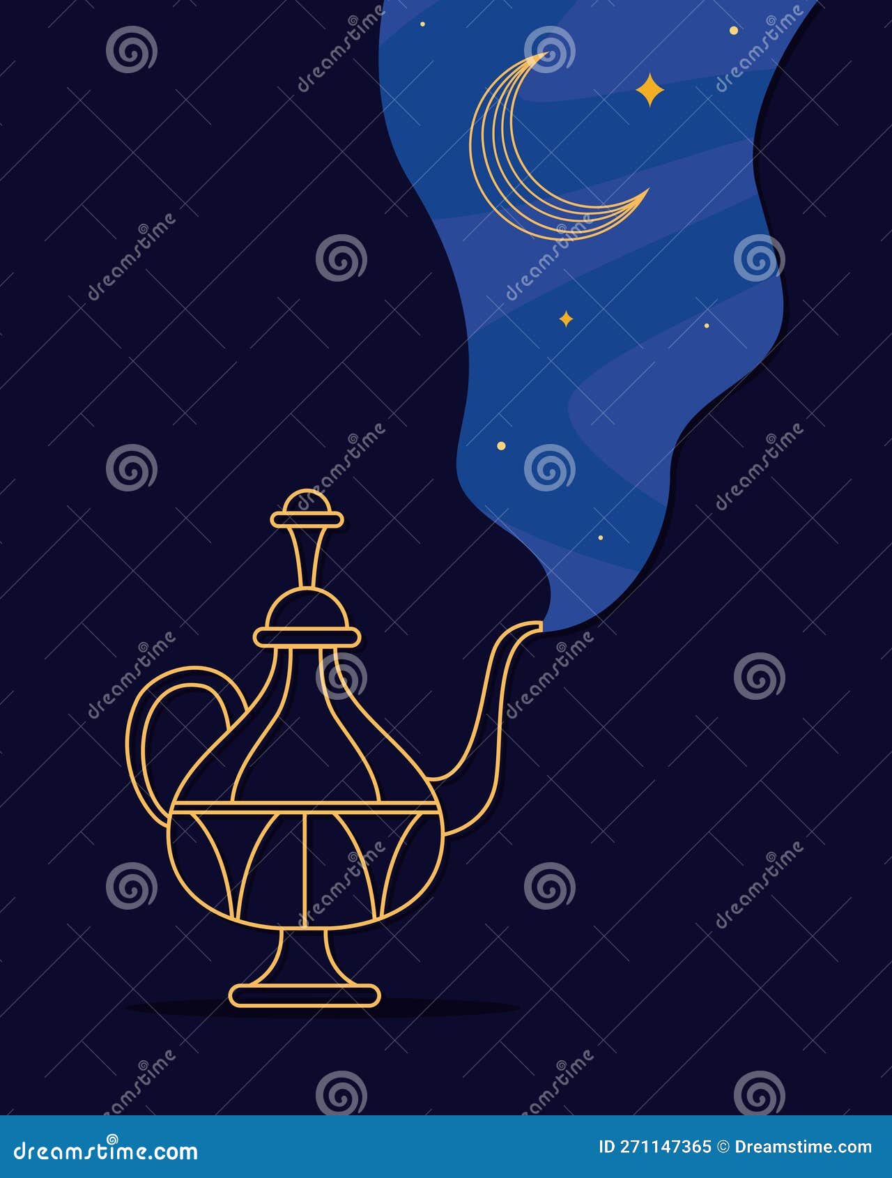 Magic Arabic Lamp with Moon Stock Vector - Illustration of design, luck ...
