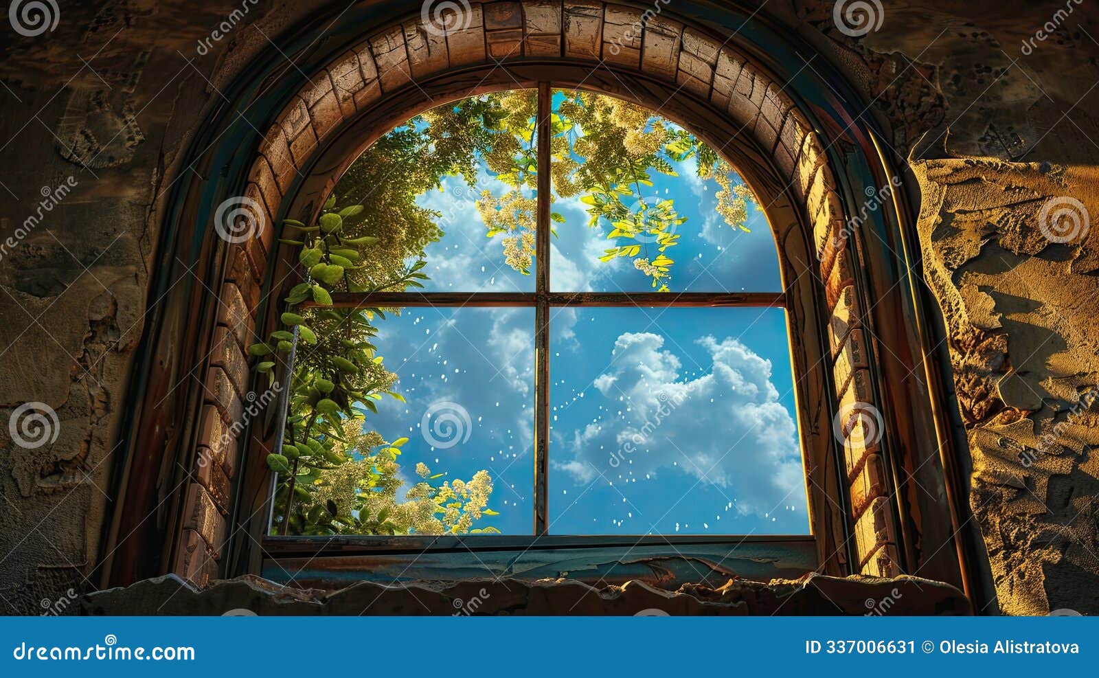 Magic Arch Window House Looking at the Sky Illustration Stock ...