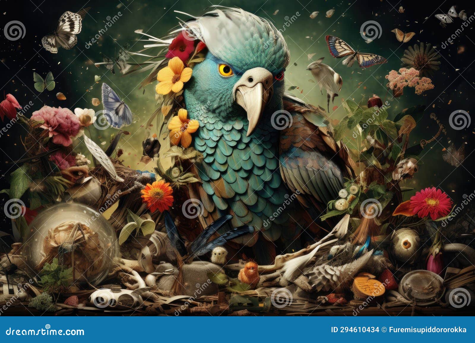 Magic Art Collage with Elements of Fantastic Creatures Stock ...