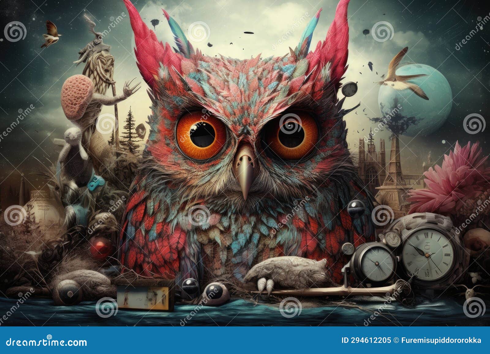 Magic Art Collage with Elements of Fantastic Creatures Stock ...