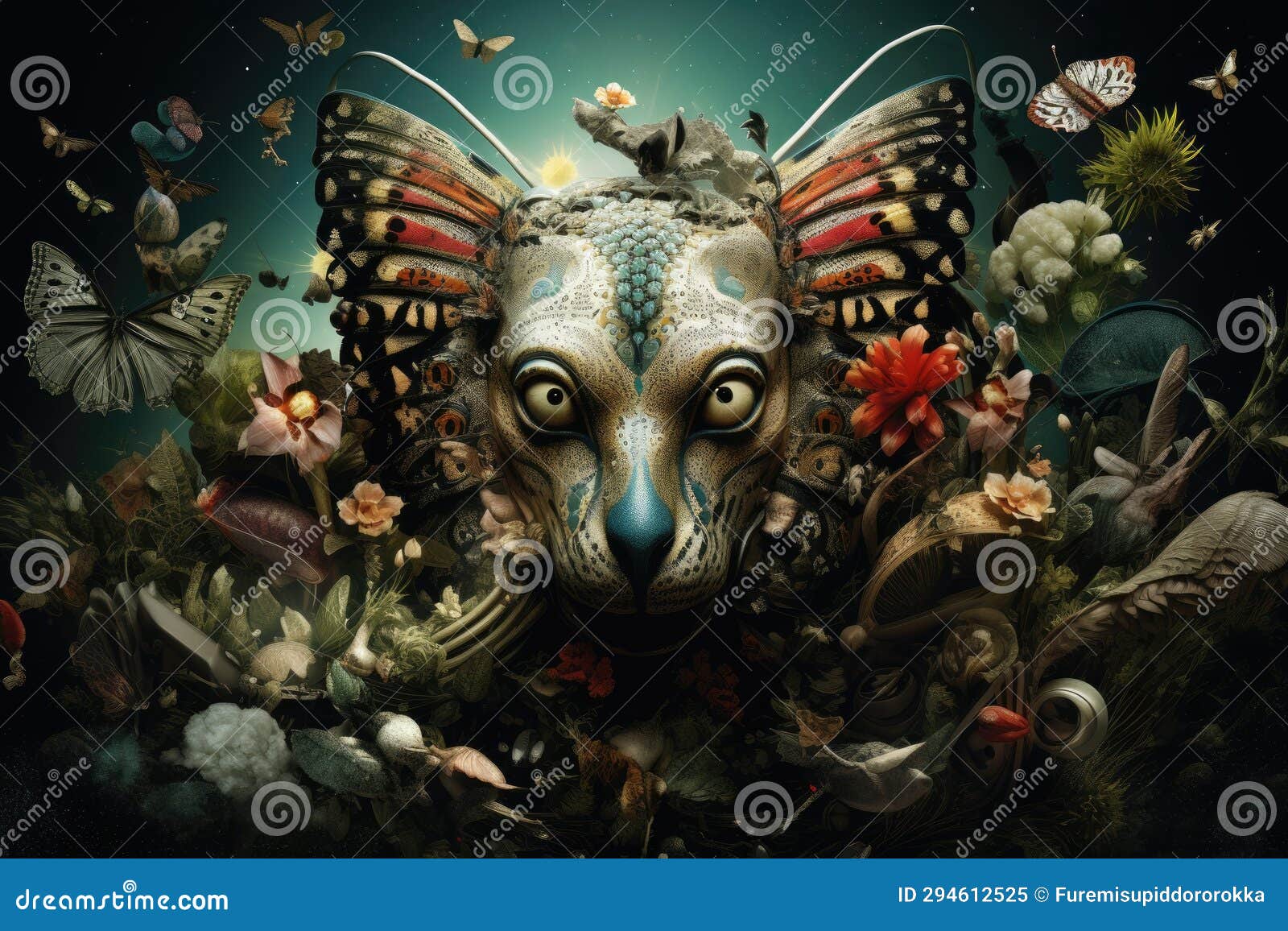 Magic Art Collage with Elements of Fantastic Creatures Stock ...