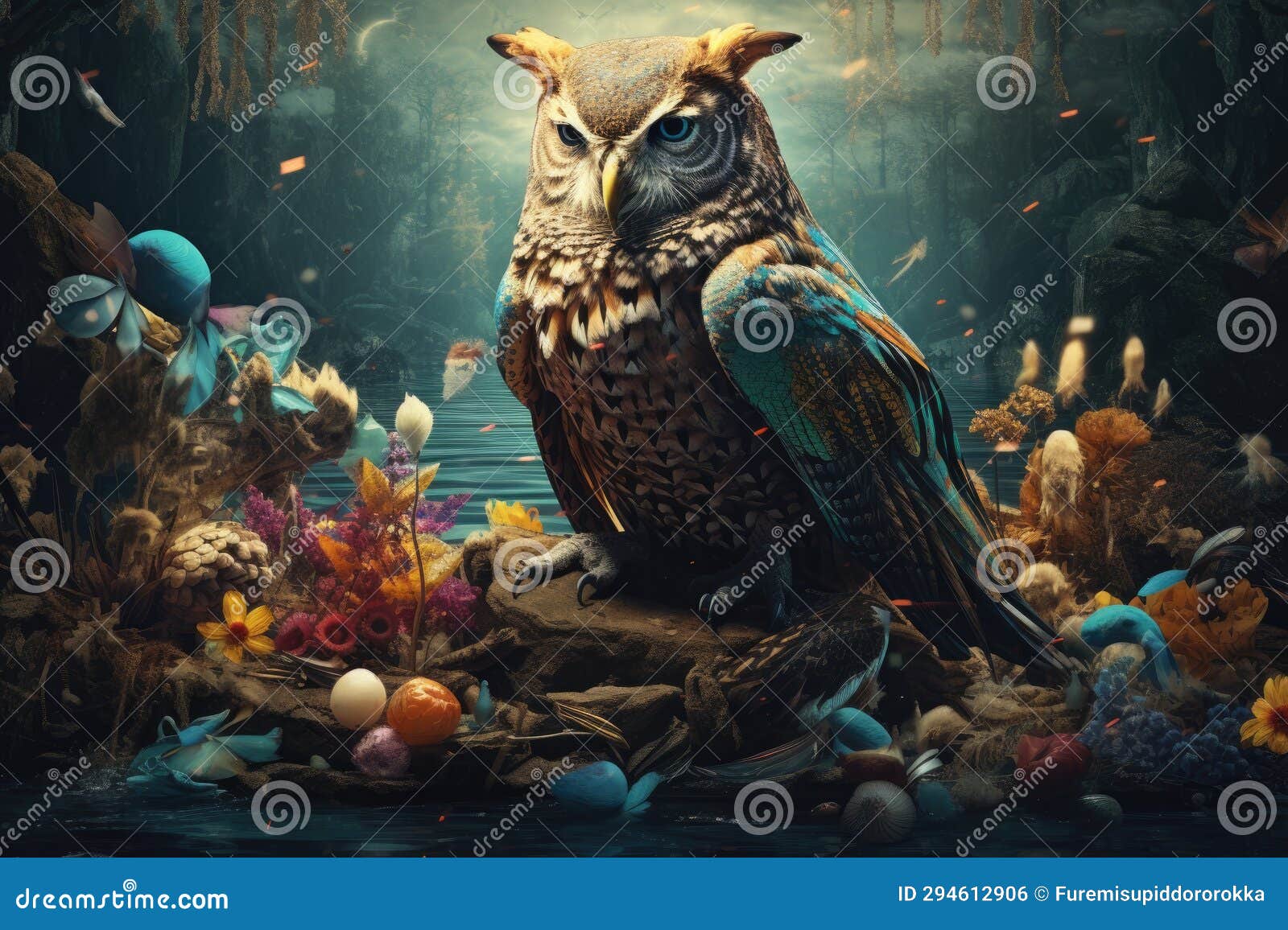 Magic Art Collage with Elements of Fantastic Creatures Stock ...