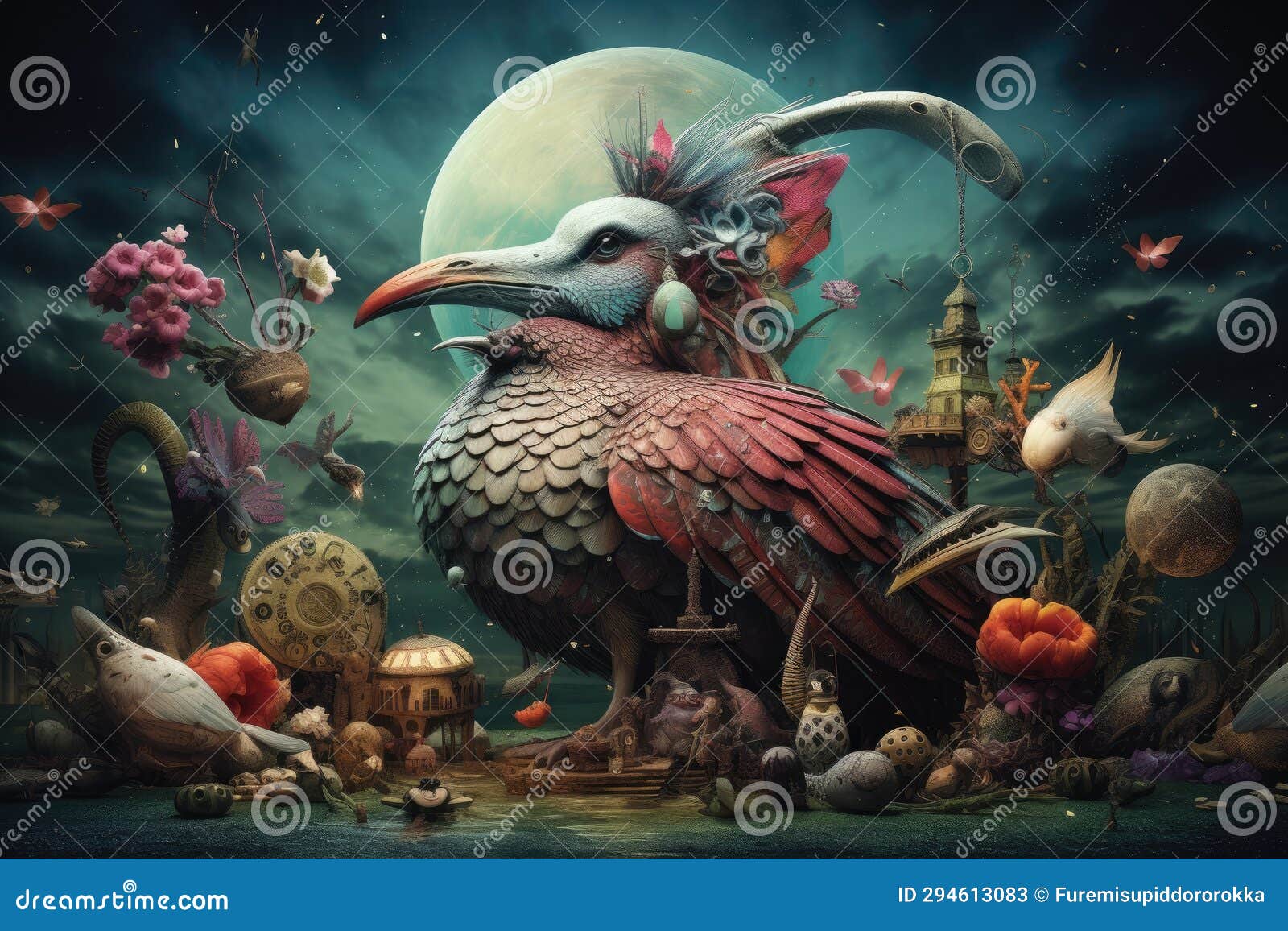 Magic Art Collage with Elements of Fantastic Creatures Stock ...