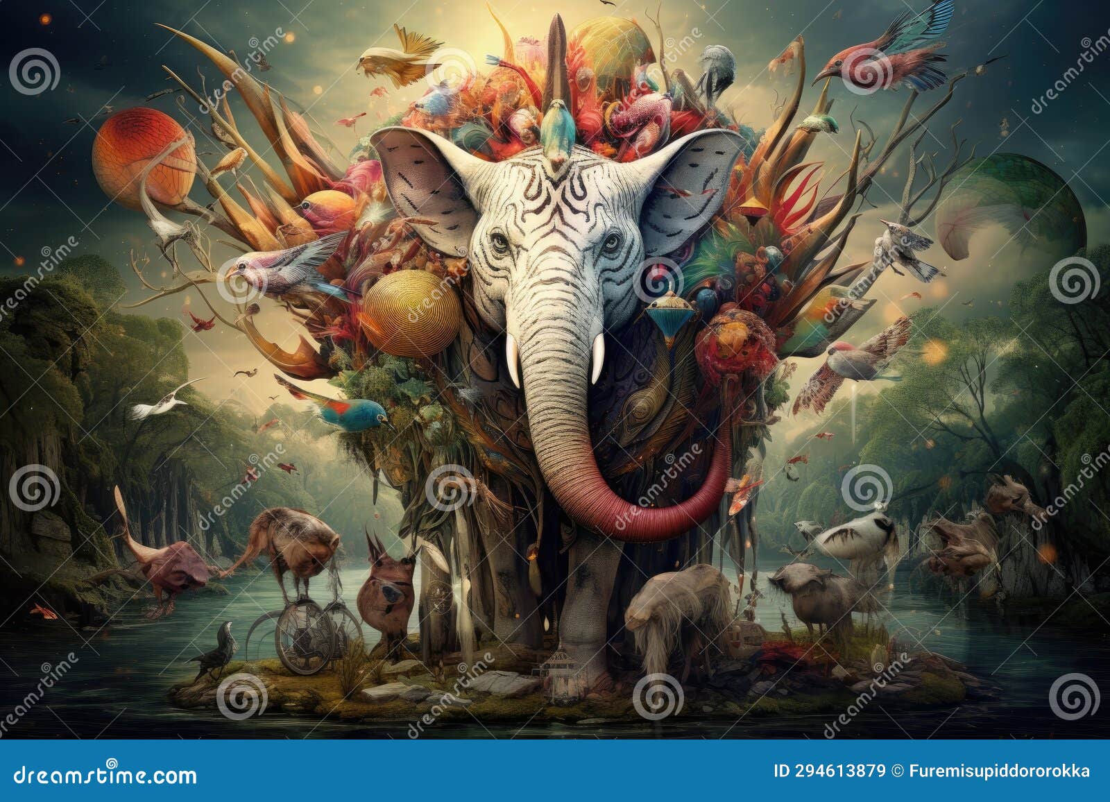 Magic Art Collage with Elements of Fantastic Creatures Stock ...