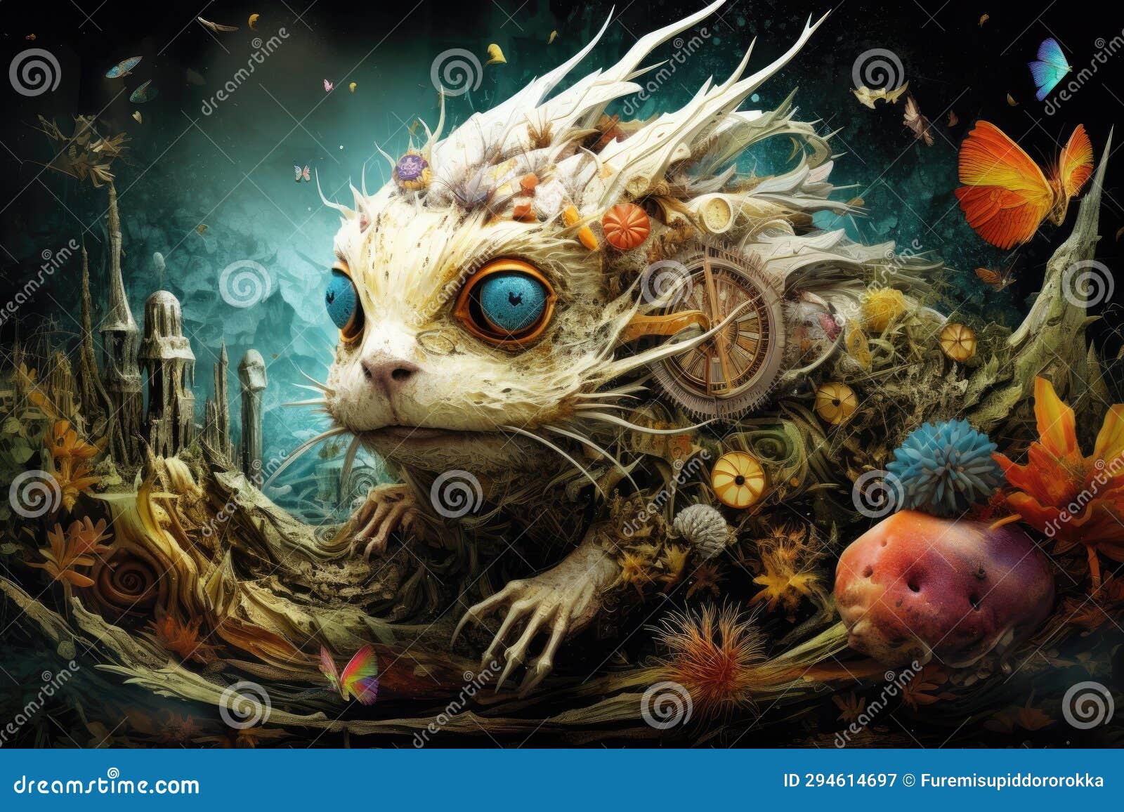 Magic Art Collage with Elements of Fantastic Creatures Stock ...