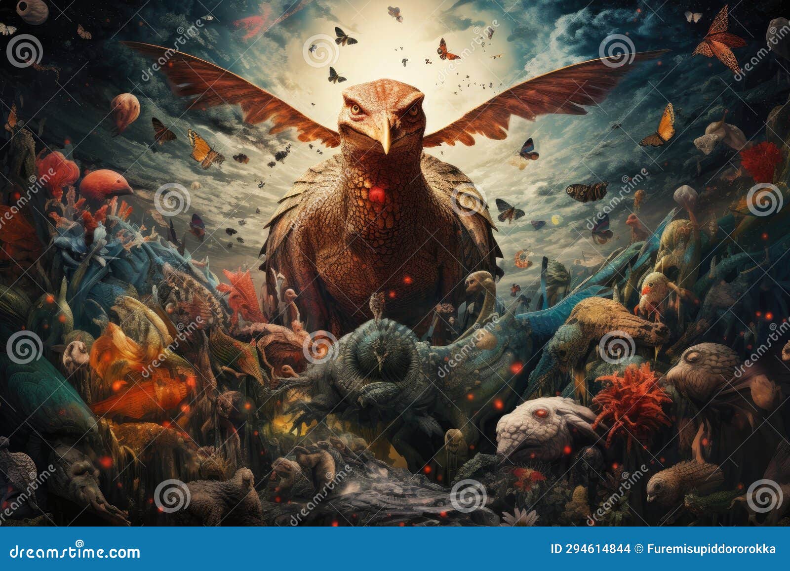 Magic Art Collage with Elements of Fantastic Creatures Stock ...