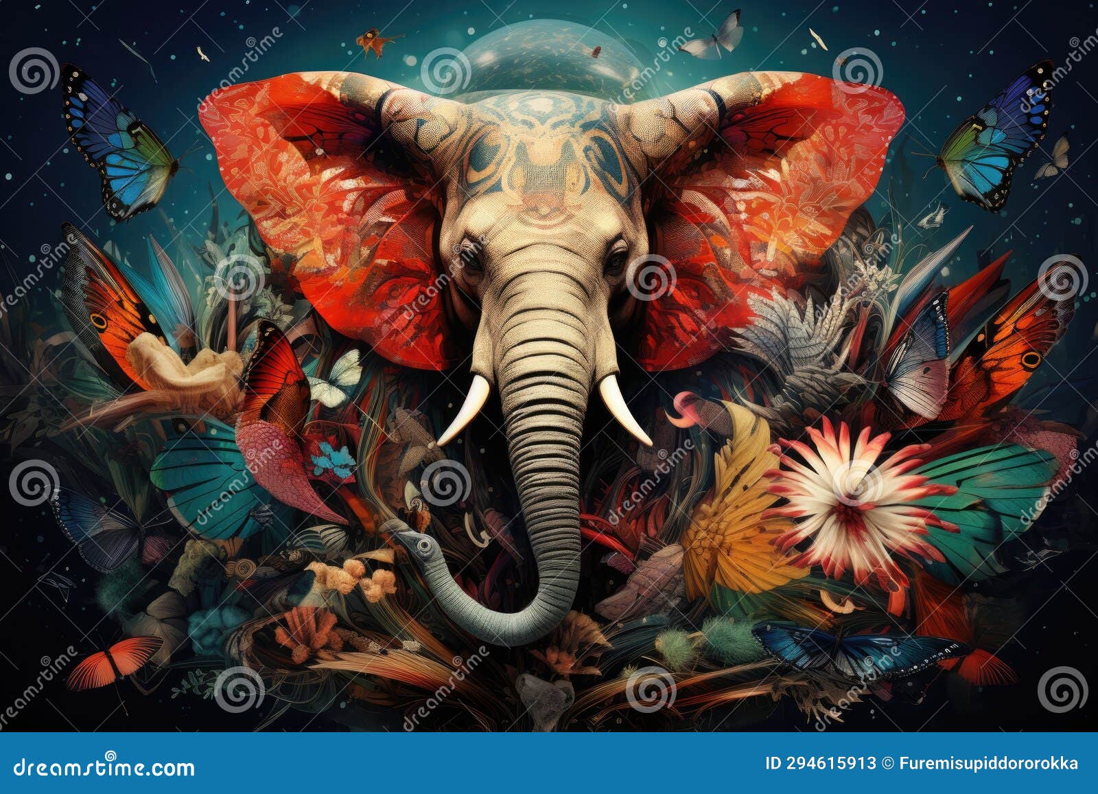 Magic Art Collage with Elements of Fantastic Creatures Stock ...