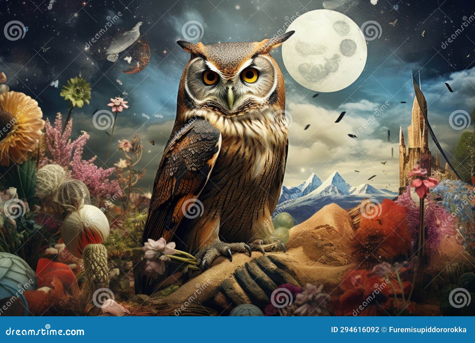 Magic Art Collage with Elements of Fantastic Creatures Stock ...