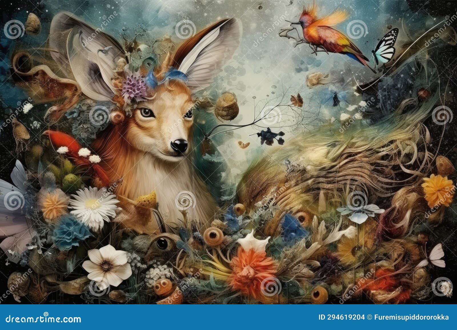 Magic Art Collage with Elements of Fantastic Creatures Stock ...