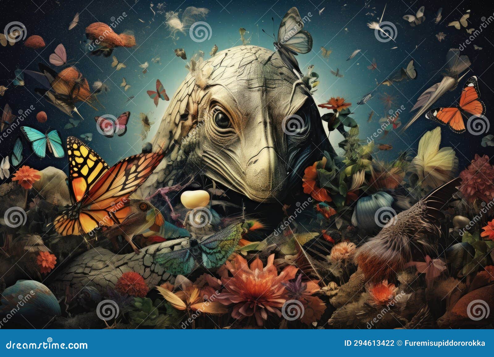 Magic Art Collage with Elements of Fantastic Creatures Stock ...