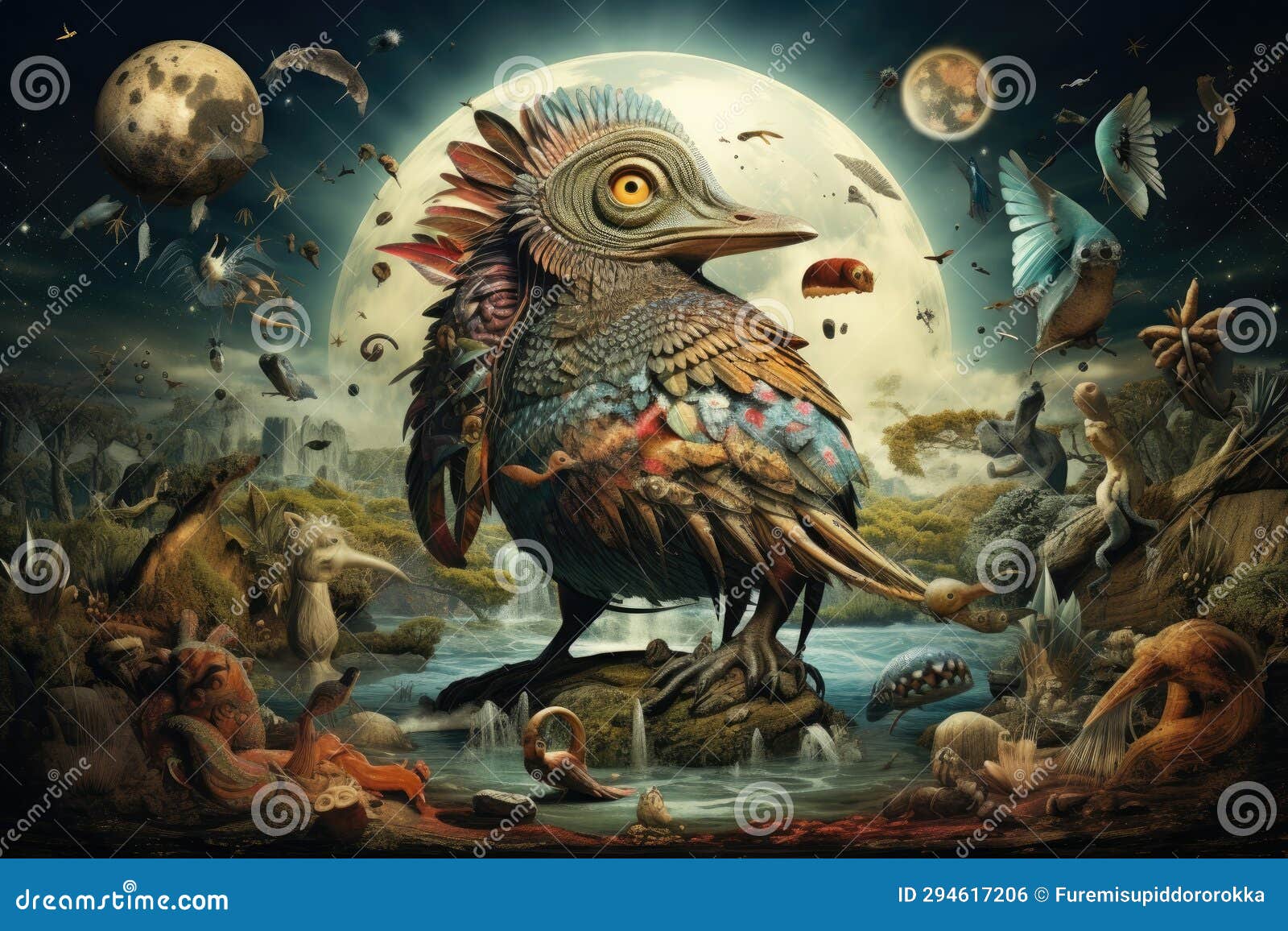 Magic Art Collage with Elements of Fantastic Creatures Stock ...