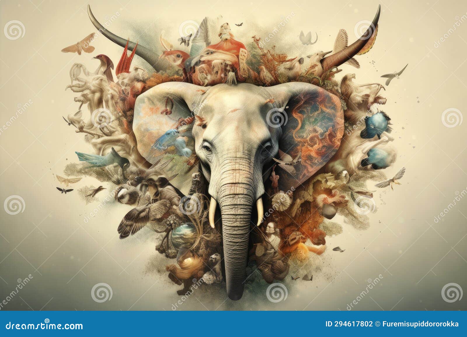 Magic Art Collage with Elements of Fantastic Creatures Stock ...