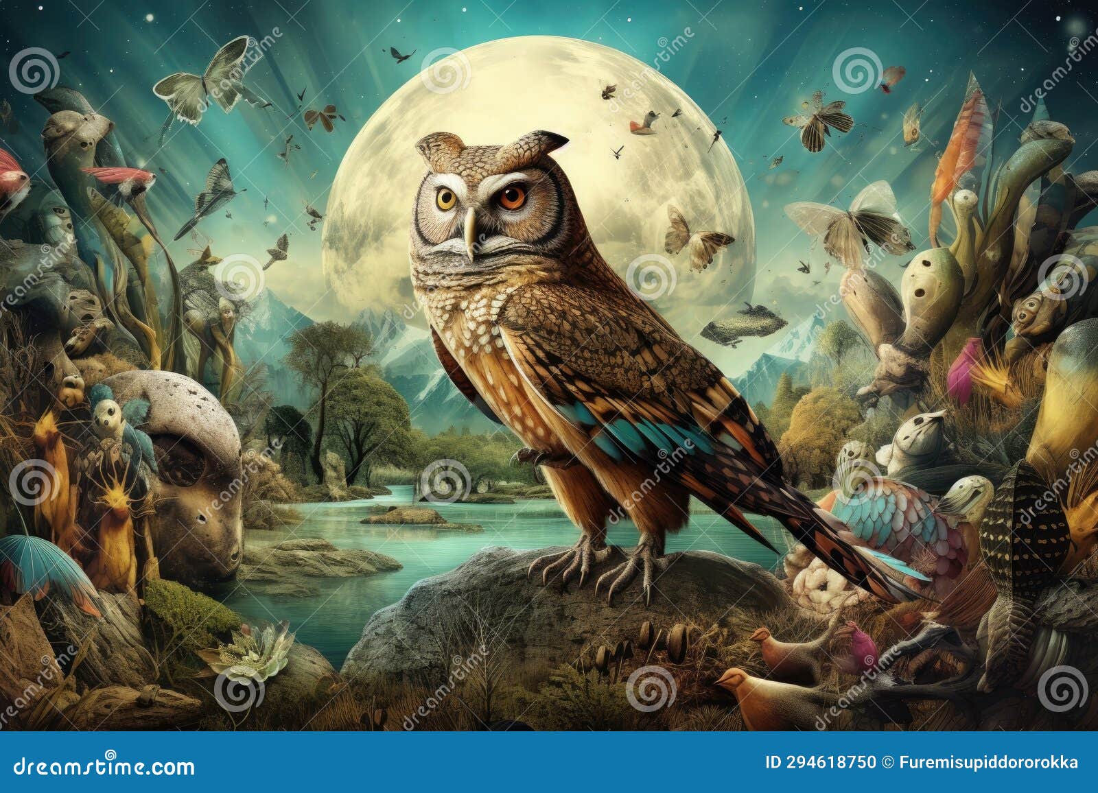 Magic Art Collage with Elements of Fantastic Creatures Stock ...