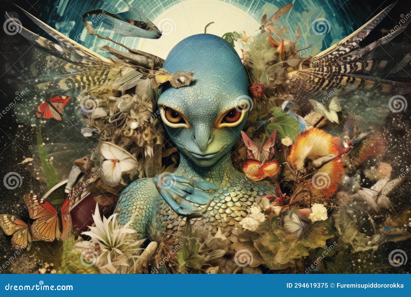 Magic Art Collage with Elements of Fantastic Creatures Stock ...