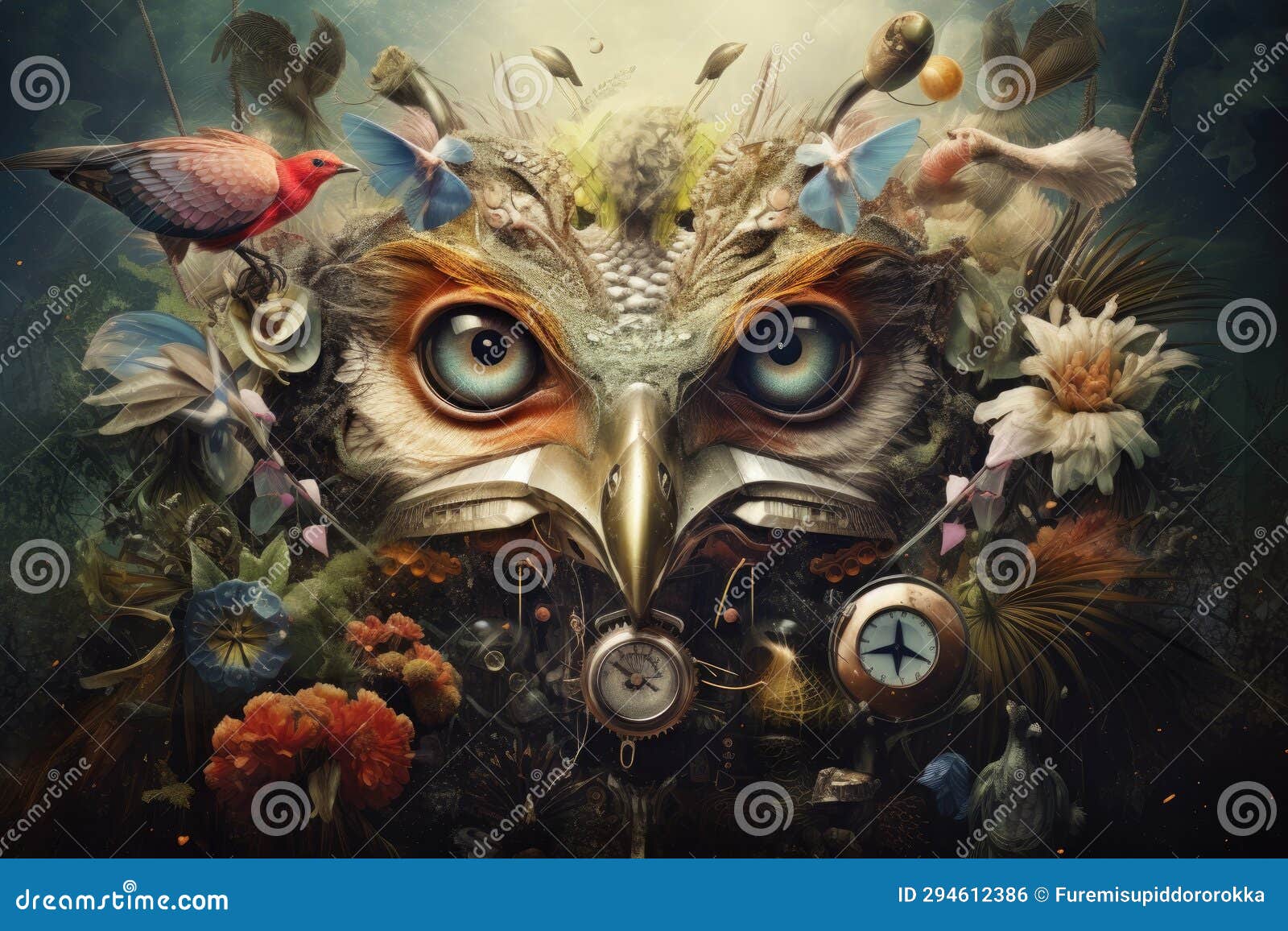 Magic Art Collage with Elements of Fantastic Creatures Stock ...