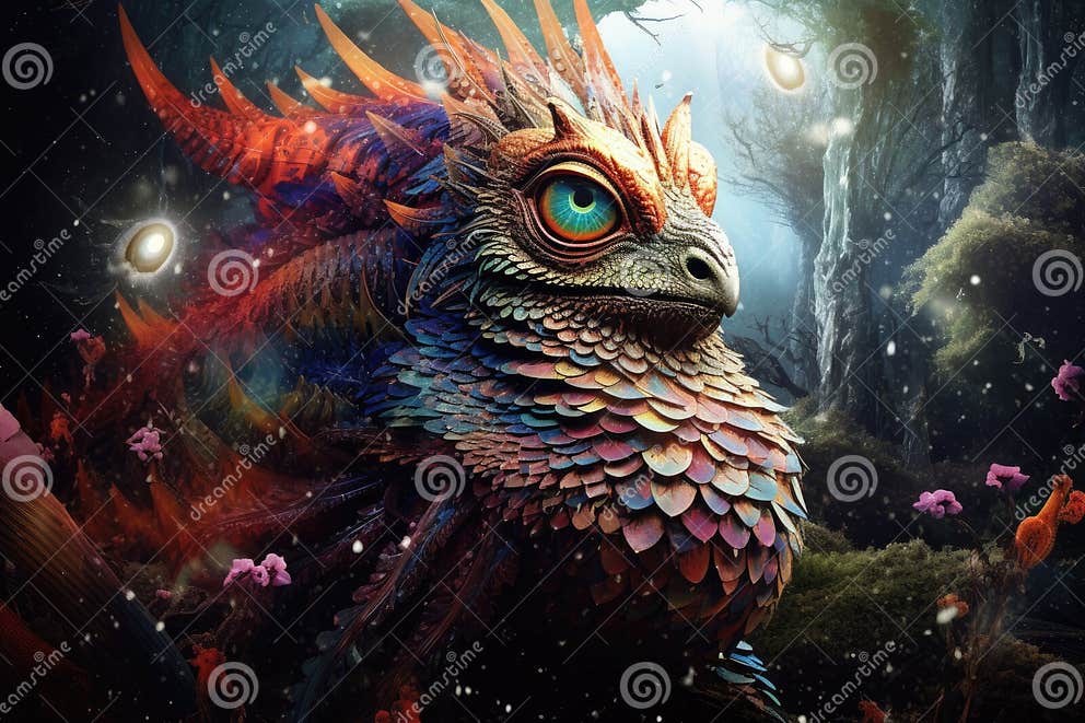 Magic Art Collage with Elements of Fantastic Creatures Stock ...