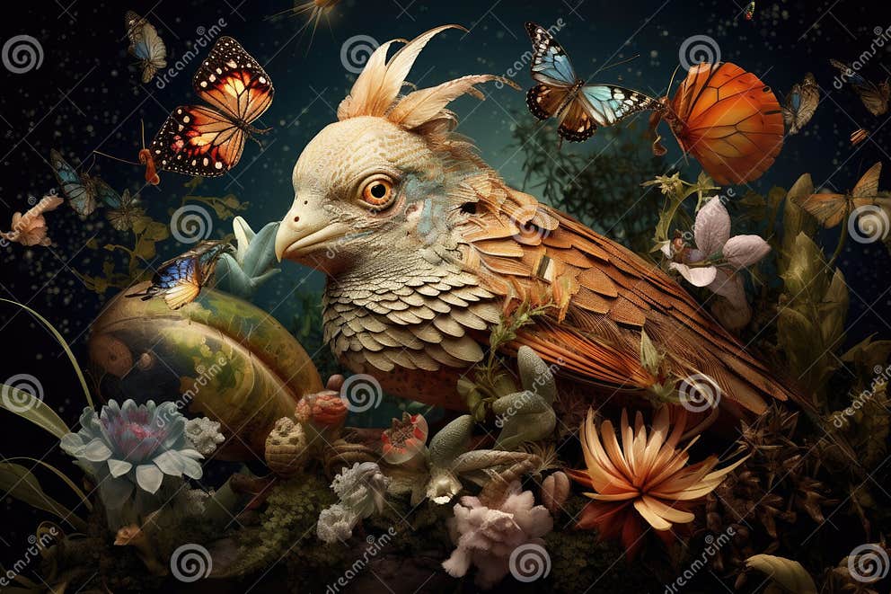 Magic Art Collage with Elements of Fantastic Creatures Stock ...