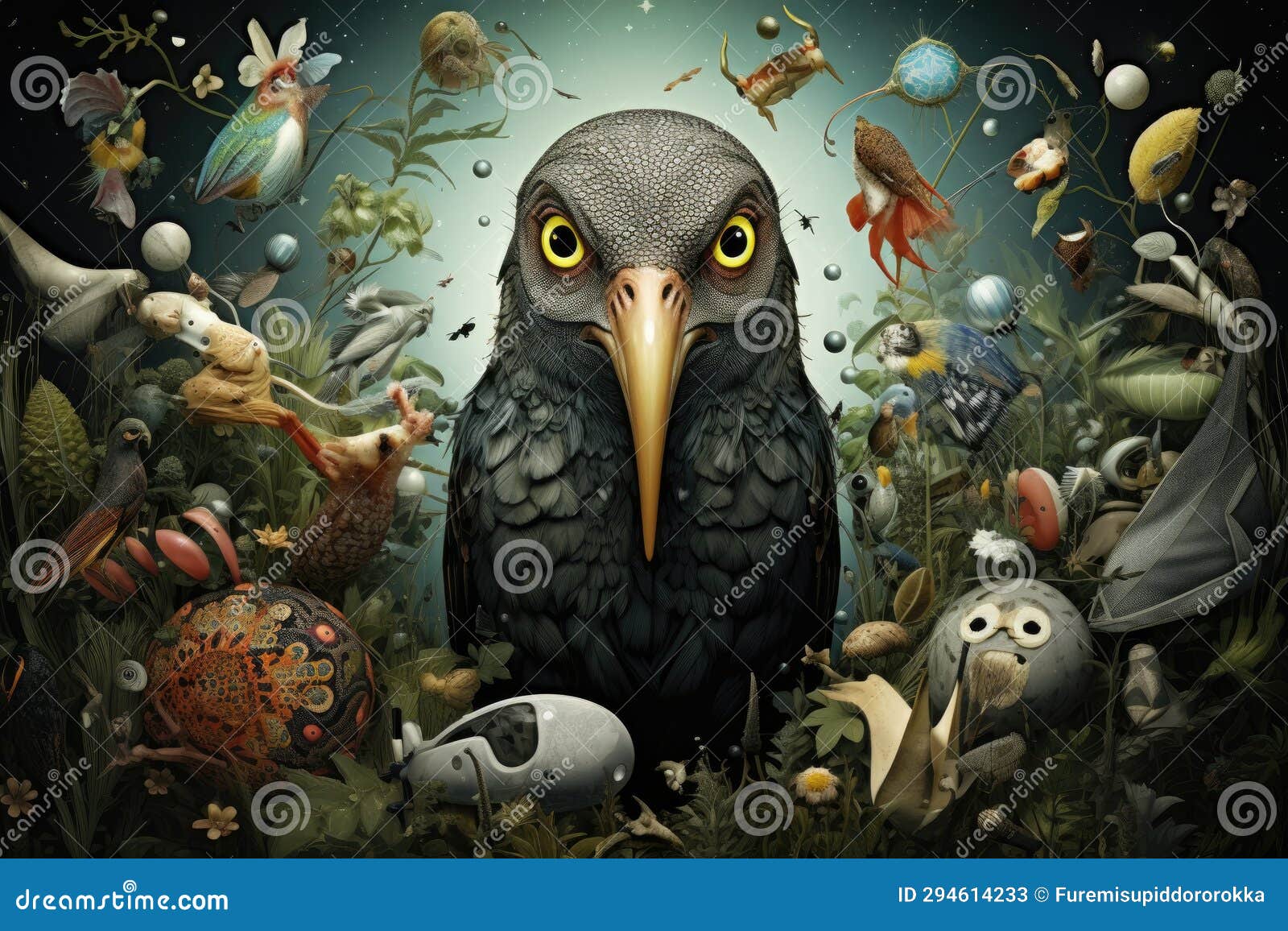 Magic Art Collage with Elements of Fantastic Creatures Stock ...