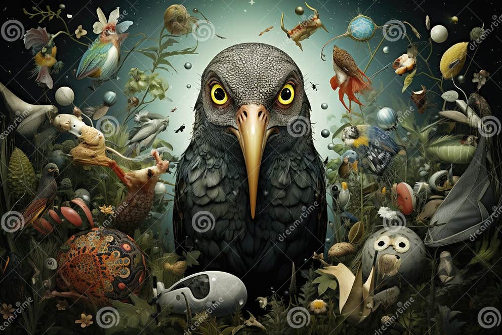 Magic Art Collage with Elements of Fantastic Creatures Stock ...