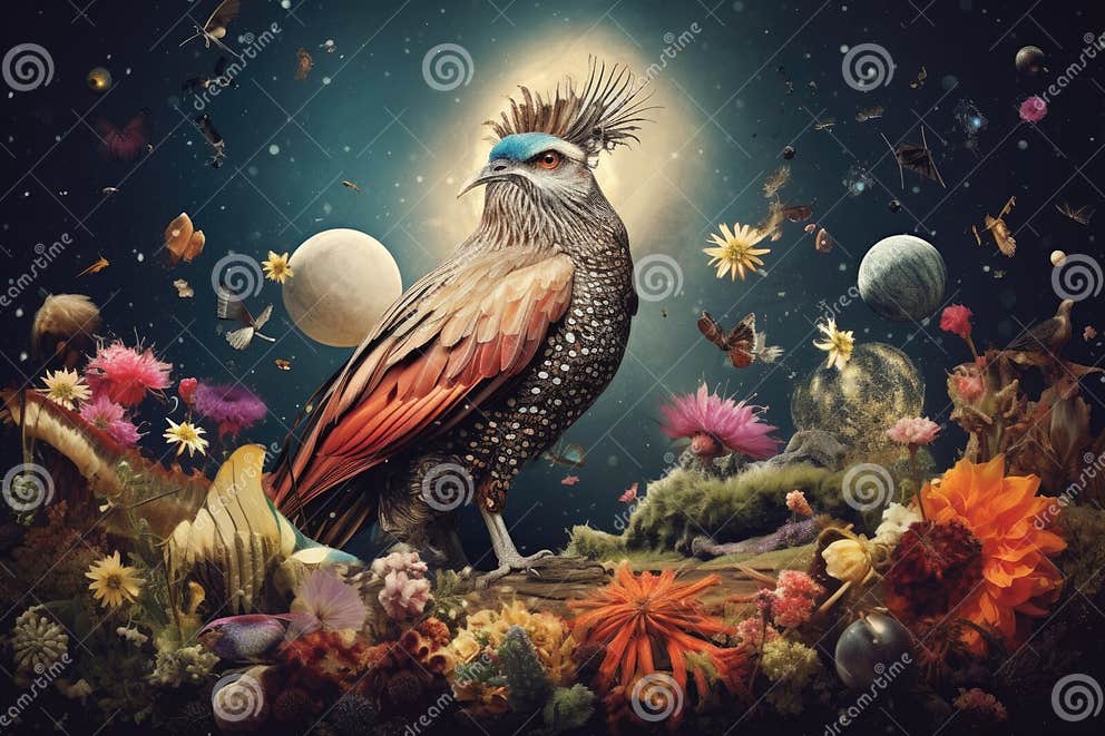 Magic Art Collage with Elements of Fantastic Creatures Stock ...