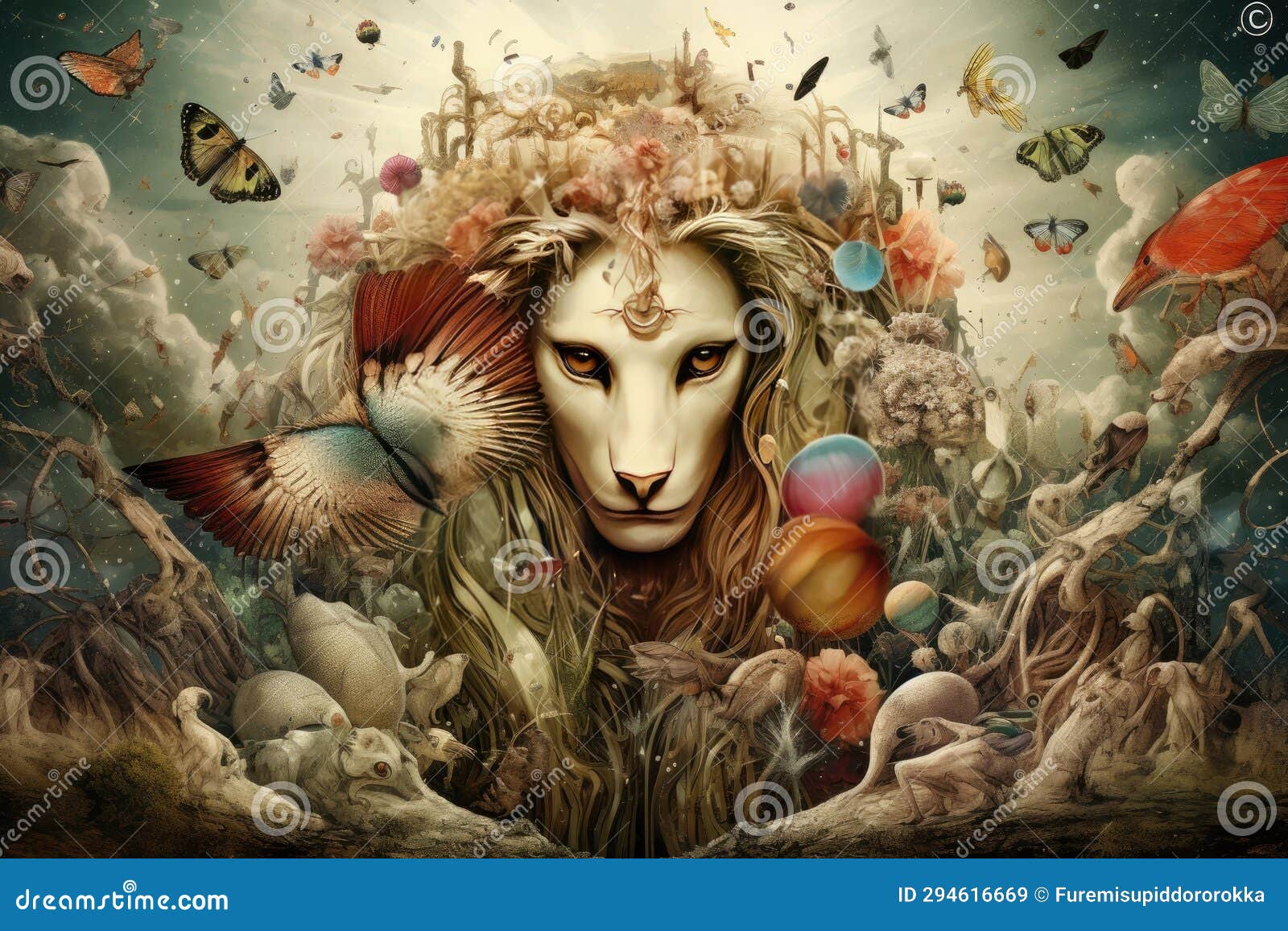 Magic Art Collage with Elements of Fantastic Creatures Stock ...