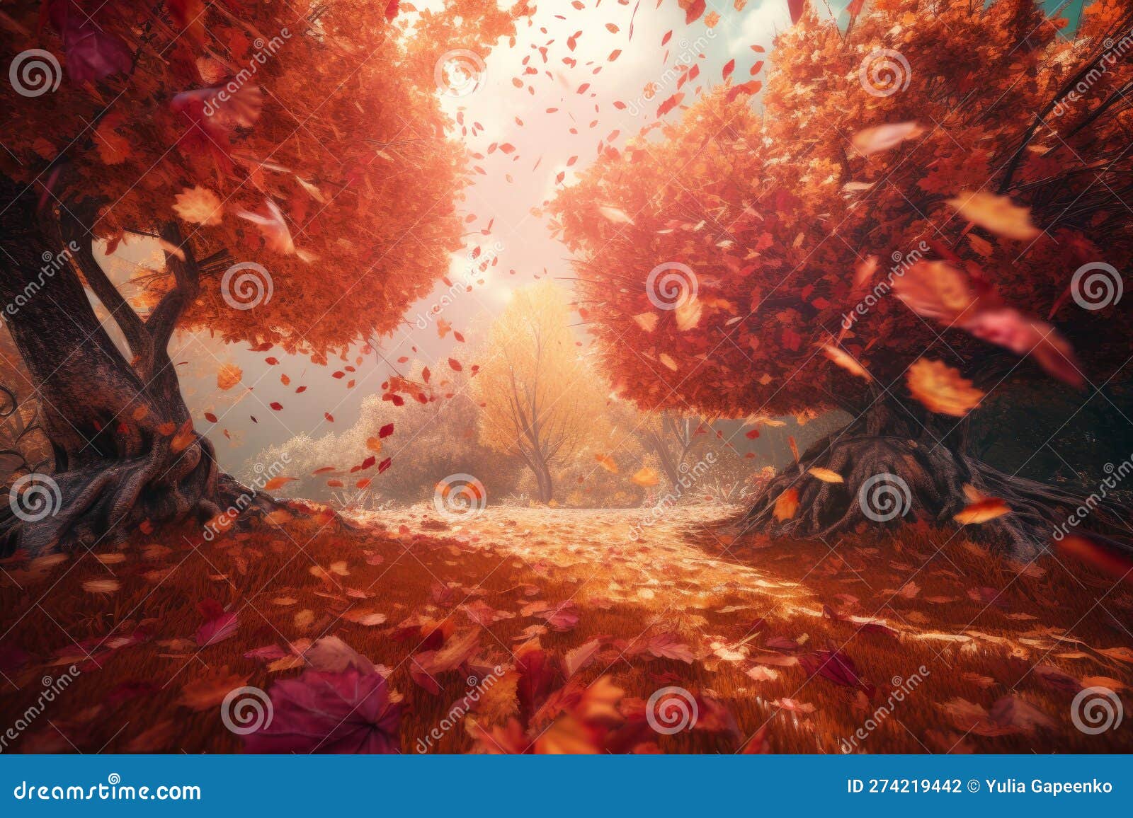 Magic Autumn Fall Background. Illustration AI Generative Stock ...